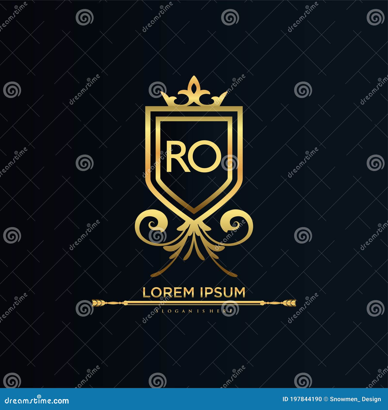RO Letter Initial with Royal Template.elegant with Crown Logo Vector ...
