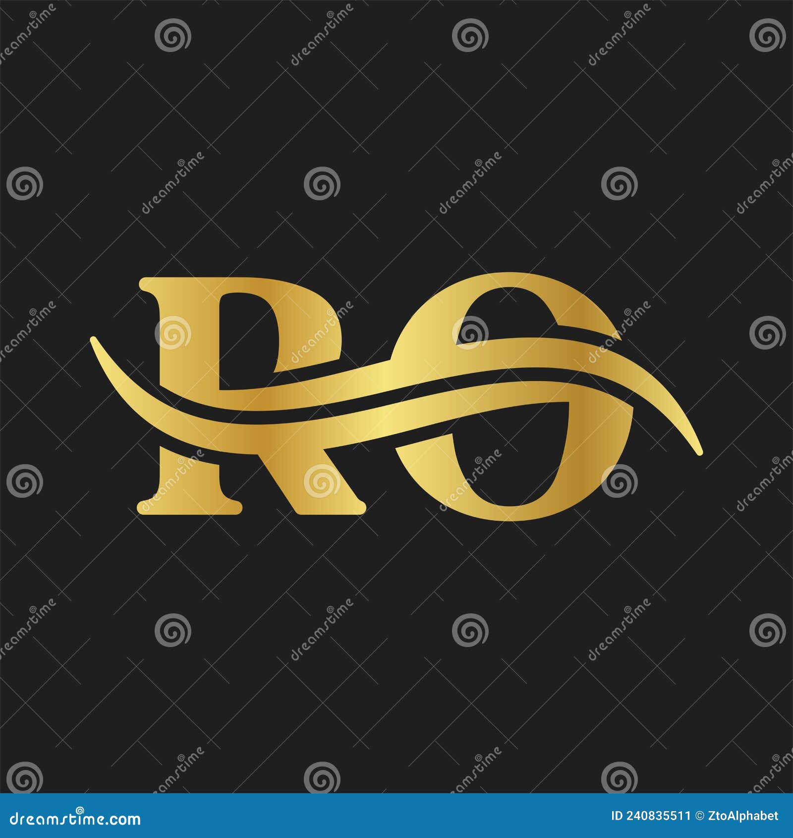 RO Letter Logo Wave Monogram Luxury Design Stock Vector - Illustration ...