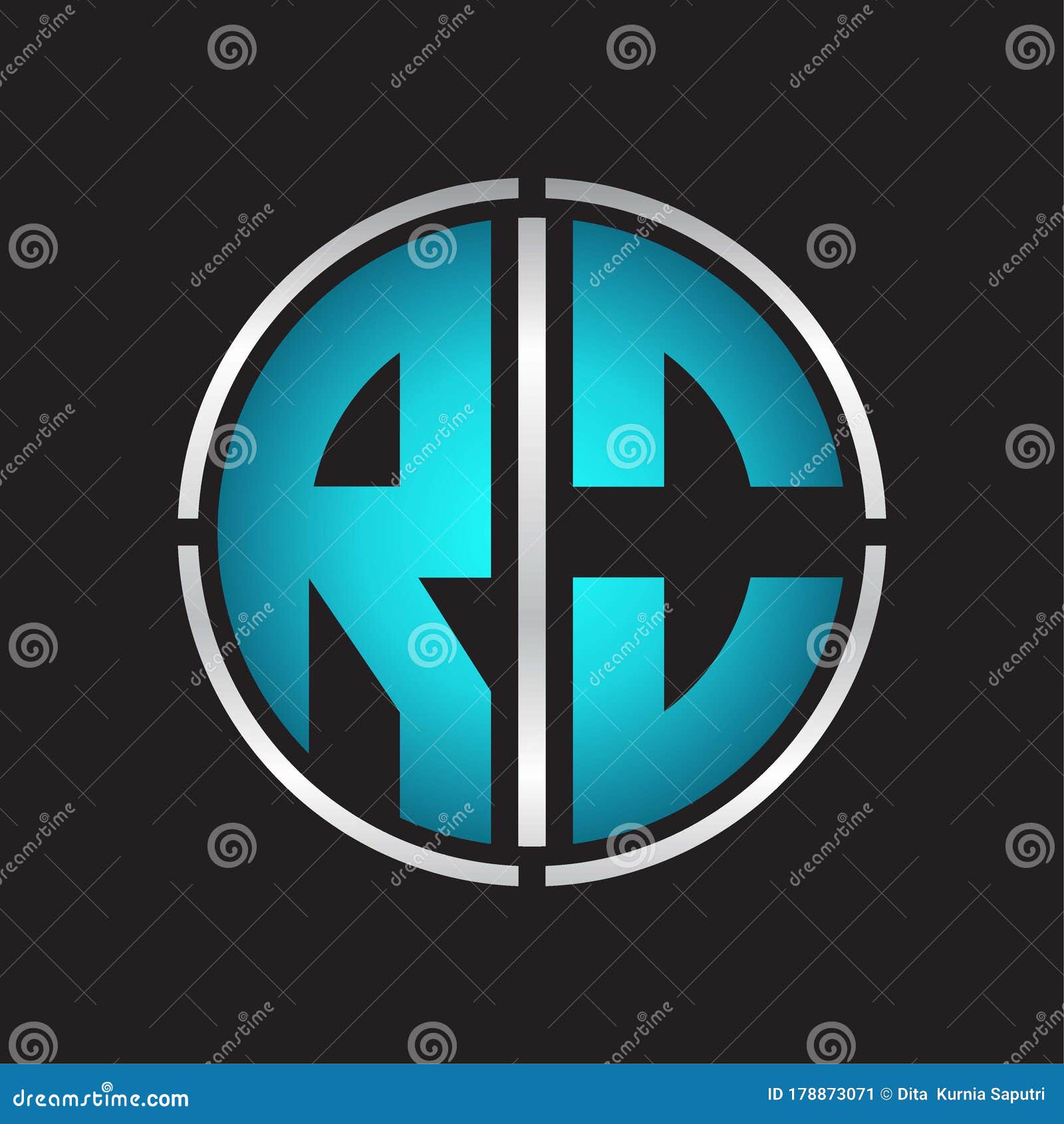 RO Logo Initial with Circle Line Cut Design Template on Blue Colors ...