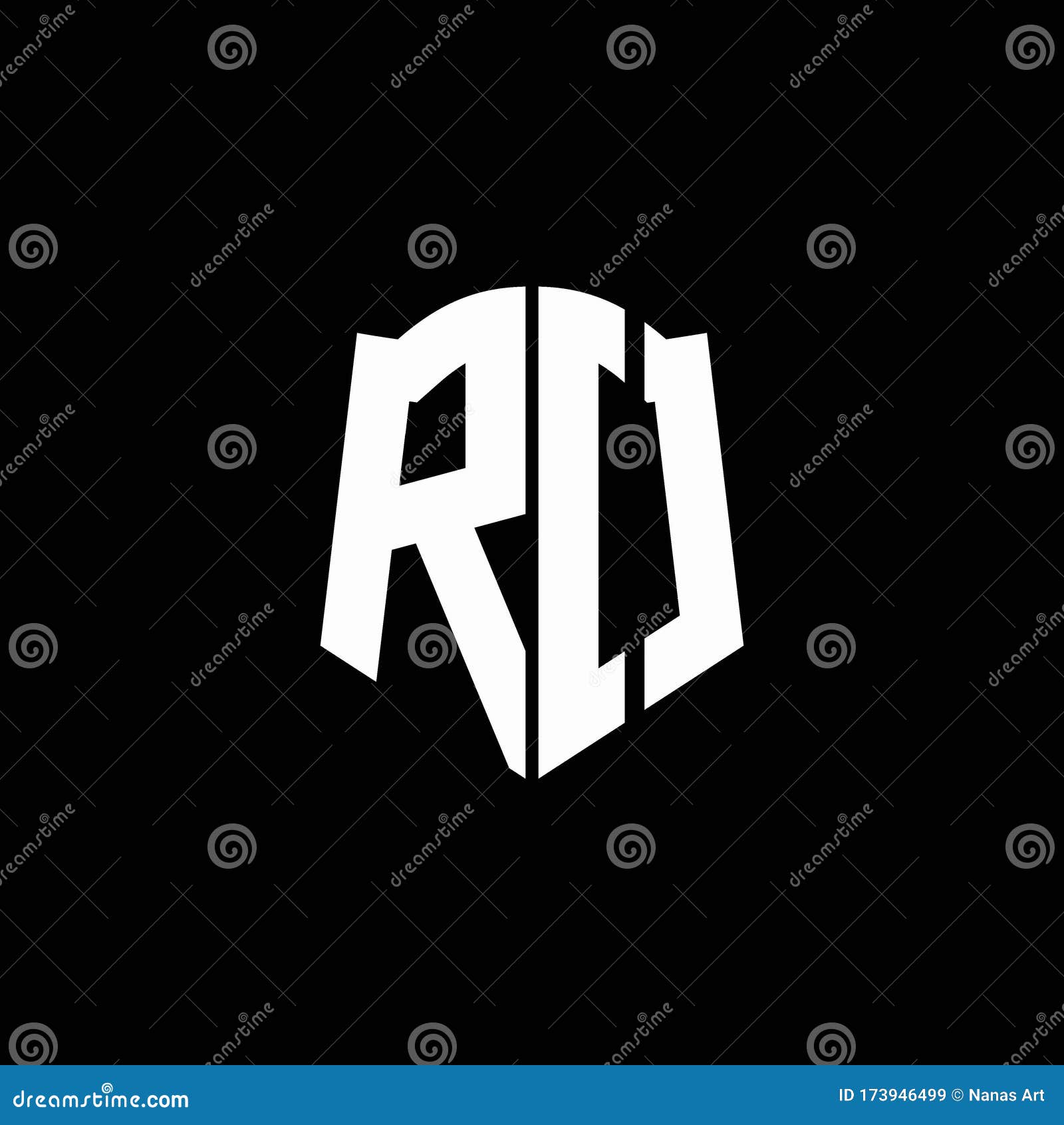 RO Monogram Letter Logo Ribbon with Shield Style Isolated on Black ...