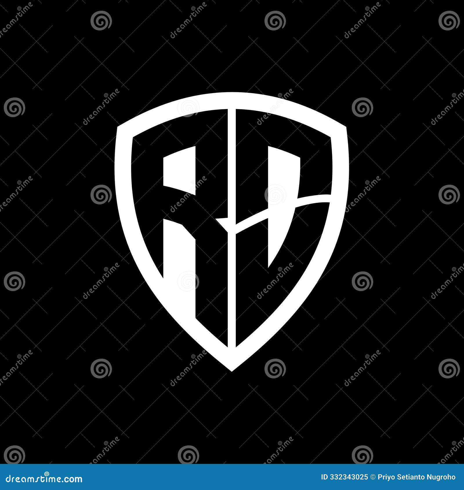 RO Monogram Logo with Bold Letters Shield Shape with Black and White ...