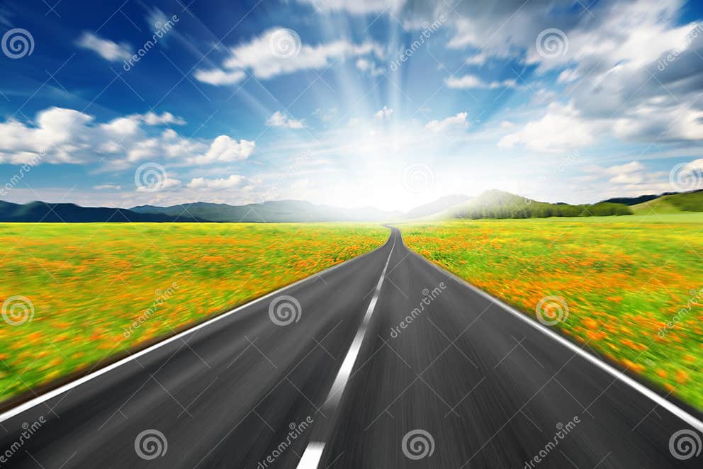 Road stock photo. Image of meadow, motion, cloud, drive - 11220102