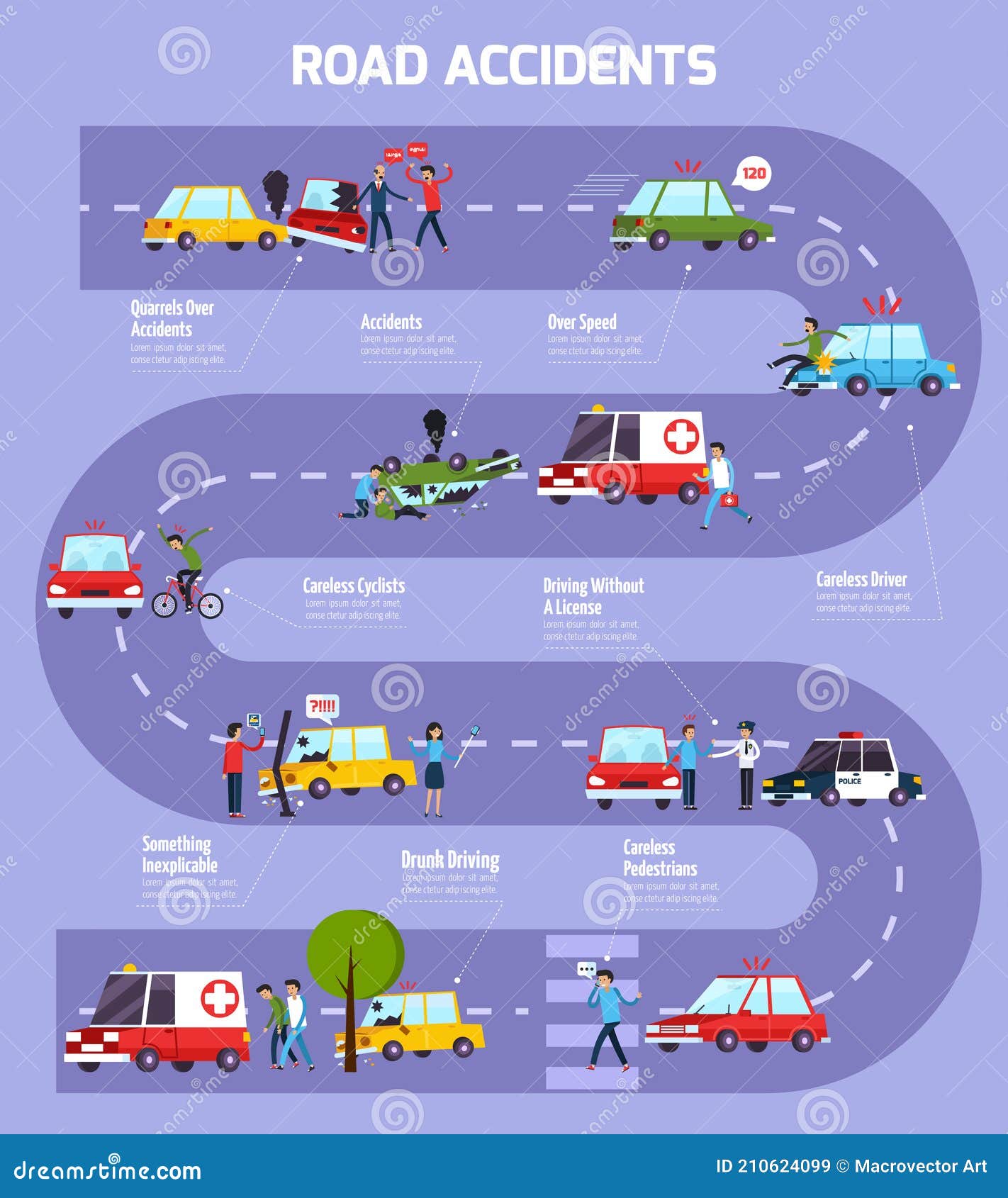 Road Accident Infographic Flowchart Stock Vector - Illustration of ...