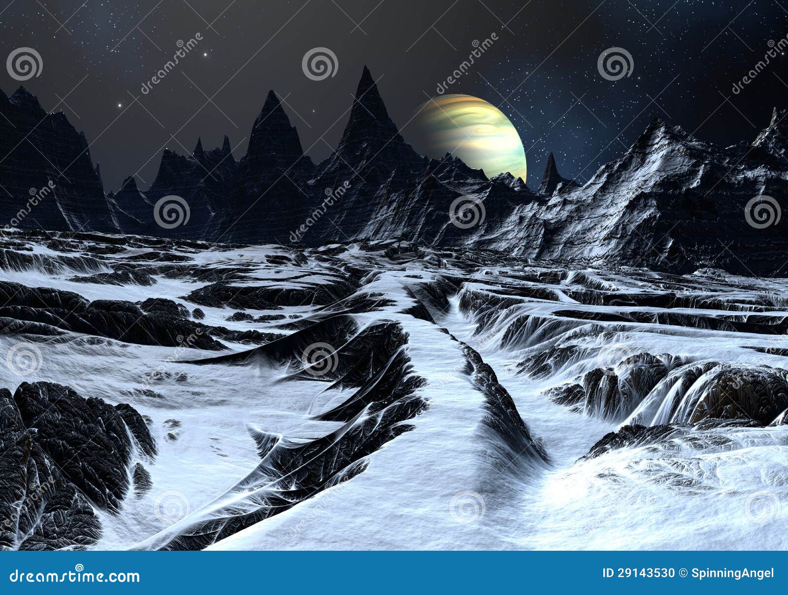 Road Across an Alien Landscape Stock Illustration - Illustration of ...