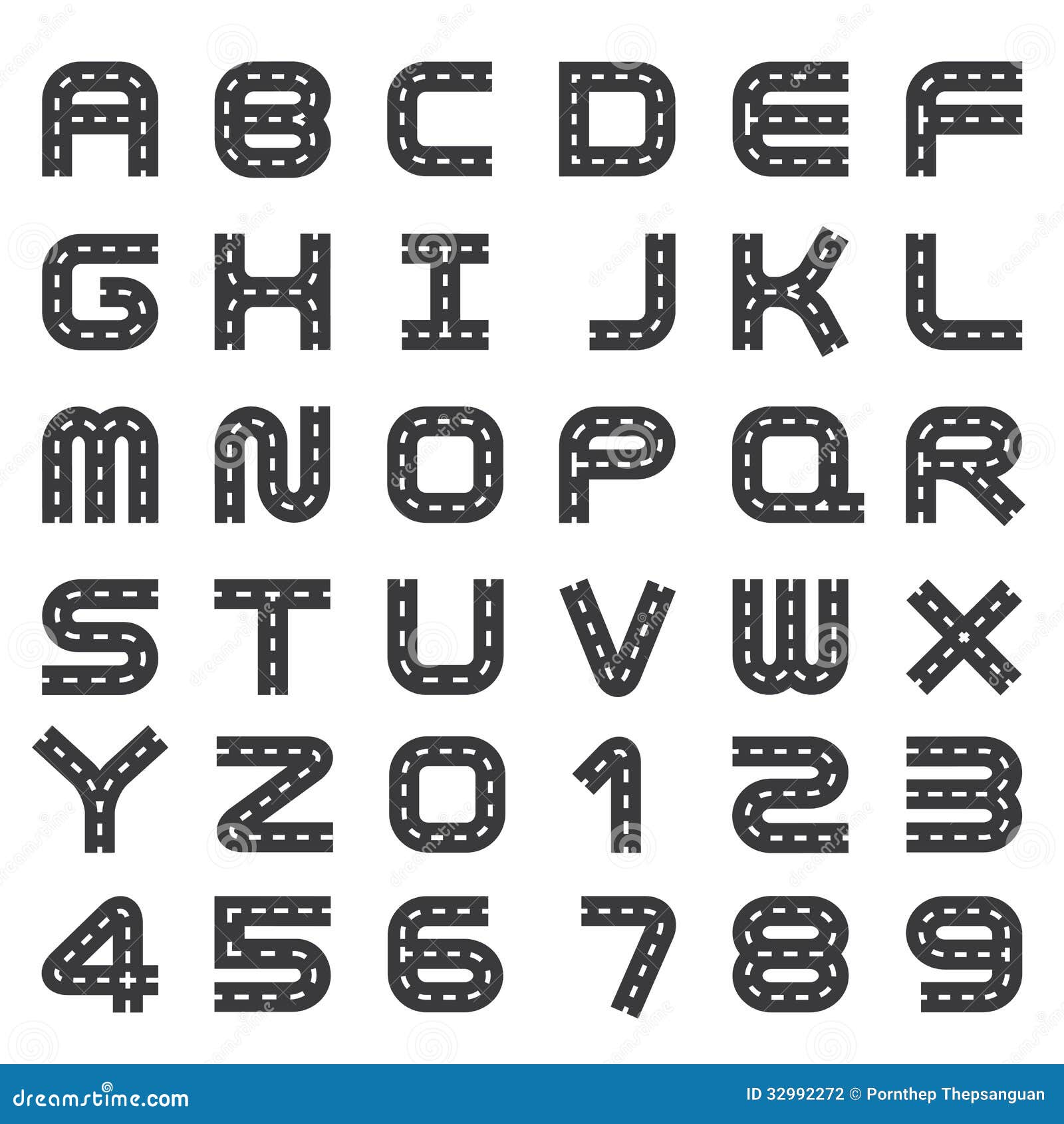 Road alphabet set stock vector. Illustration of concept - 32992272