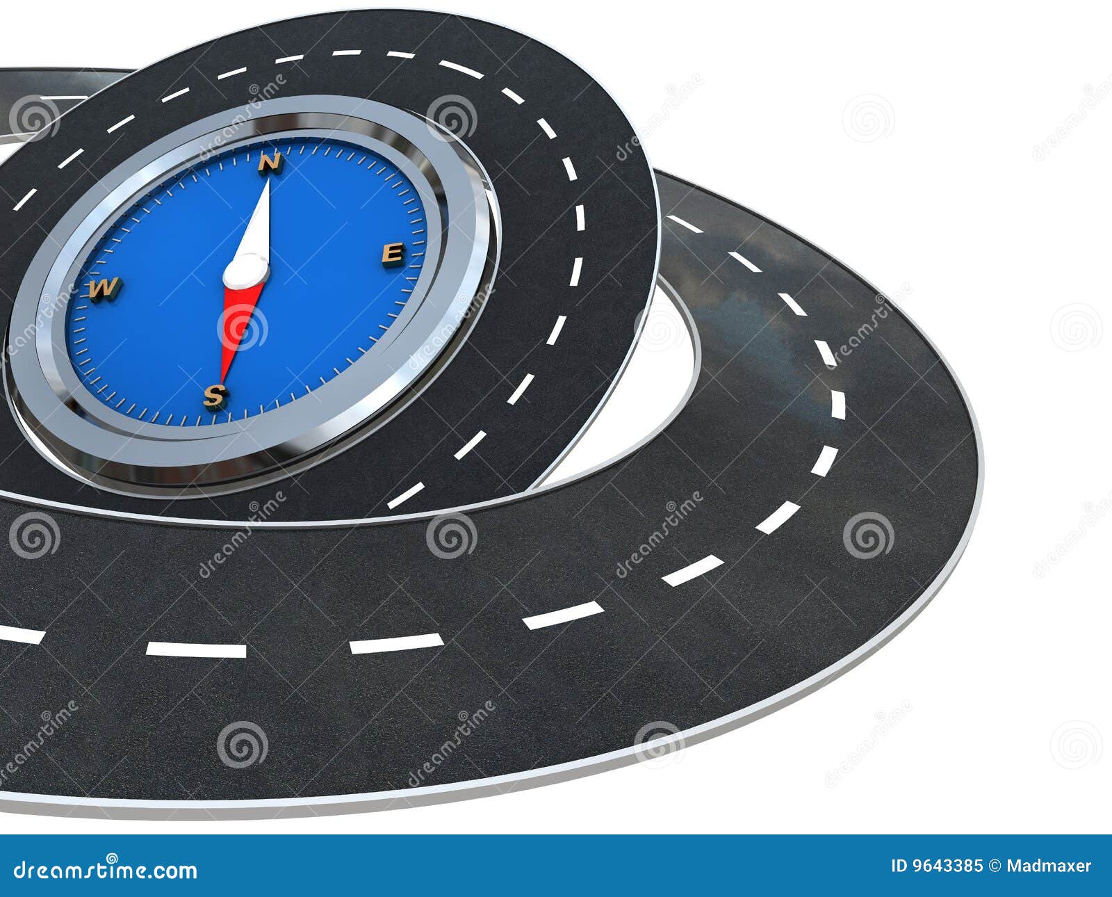 Road around compass stock illustration. Illustration of forward - 9643385