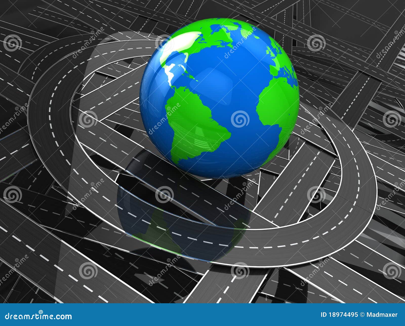 Road around earth stock illustration. Illustration of shadow - 18974495