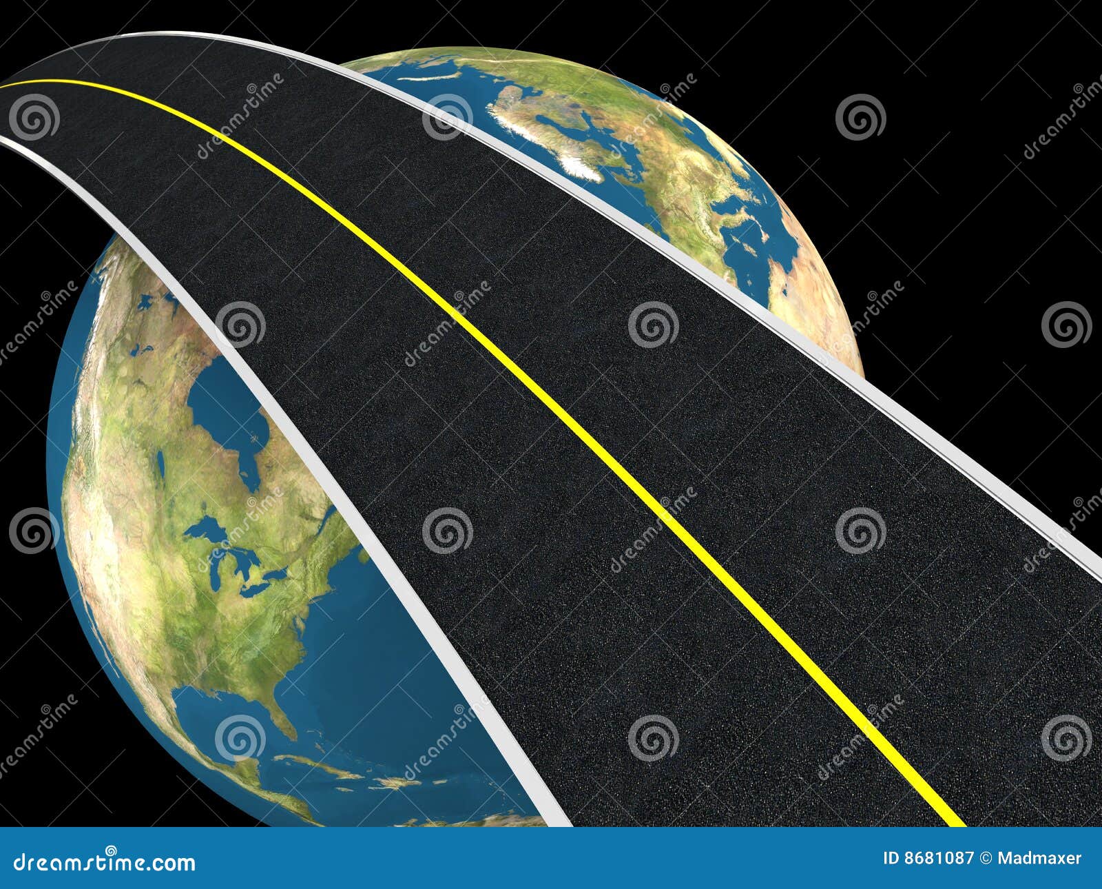 Road around earth stock illustration. Illustration of direction - 8681087