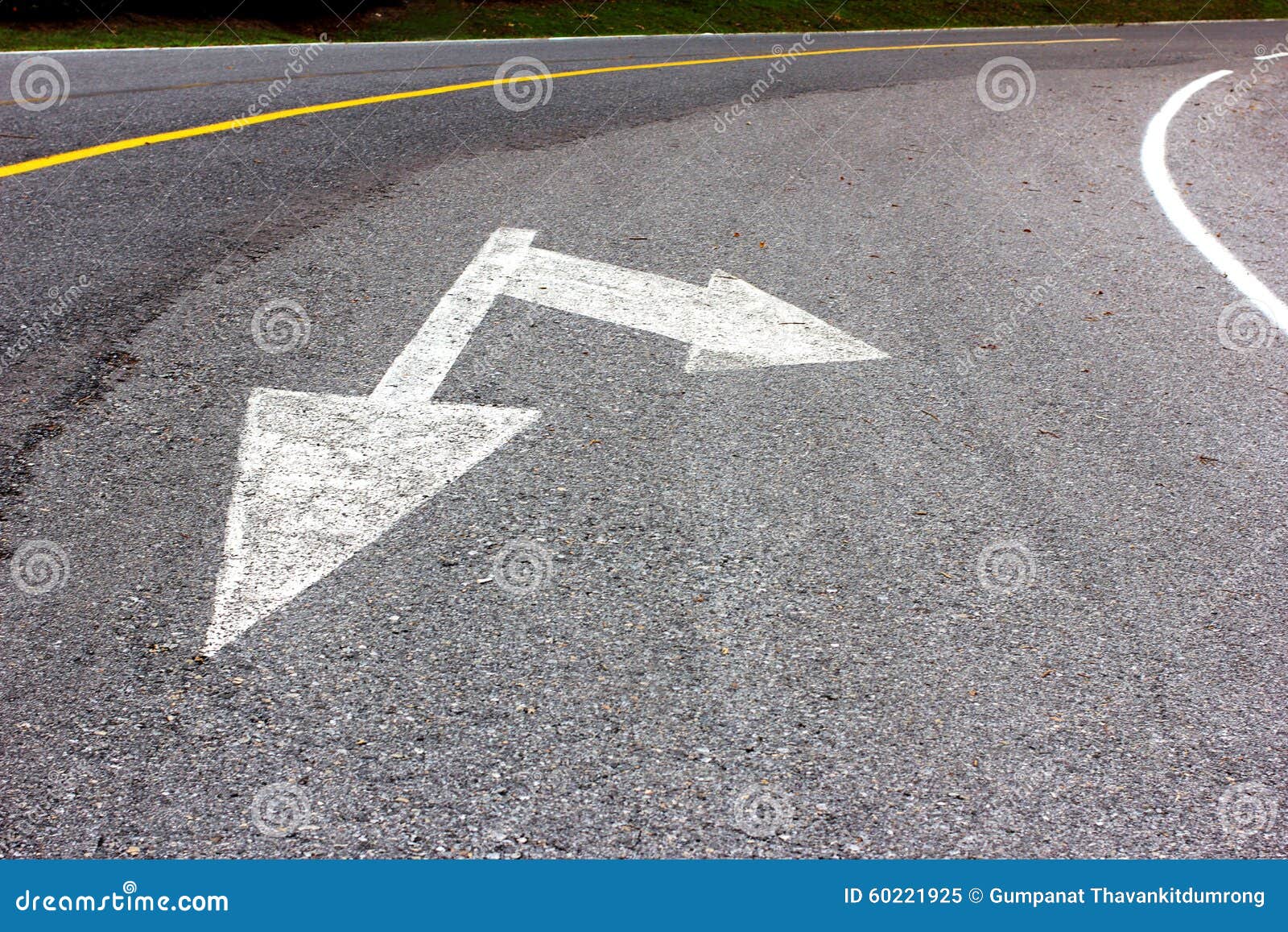Road Arrow Direction Sign on the Asphalt Road, Transportation Stock ...