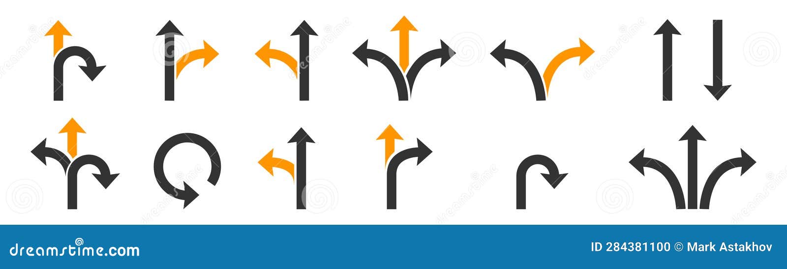 Road Arrow Icon. Road Way Icons Set Stock Vector - Illustration of ...