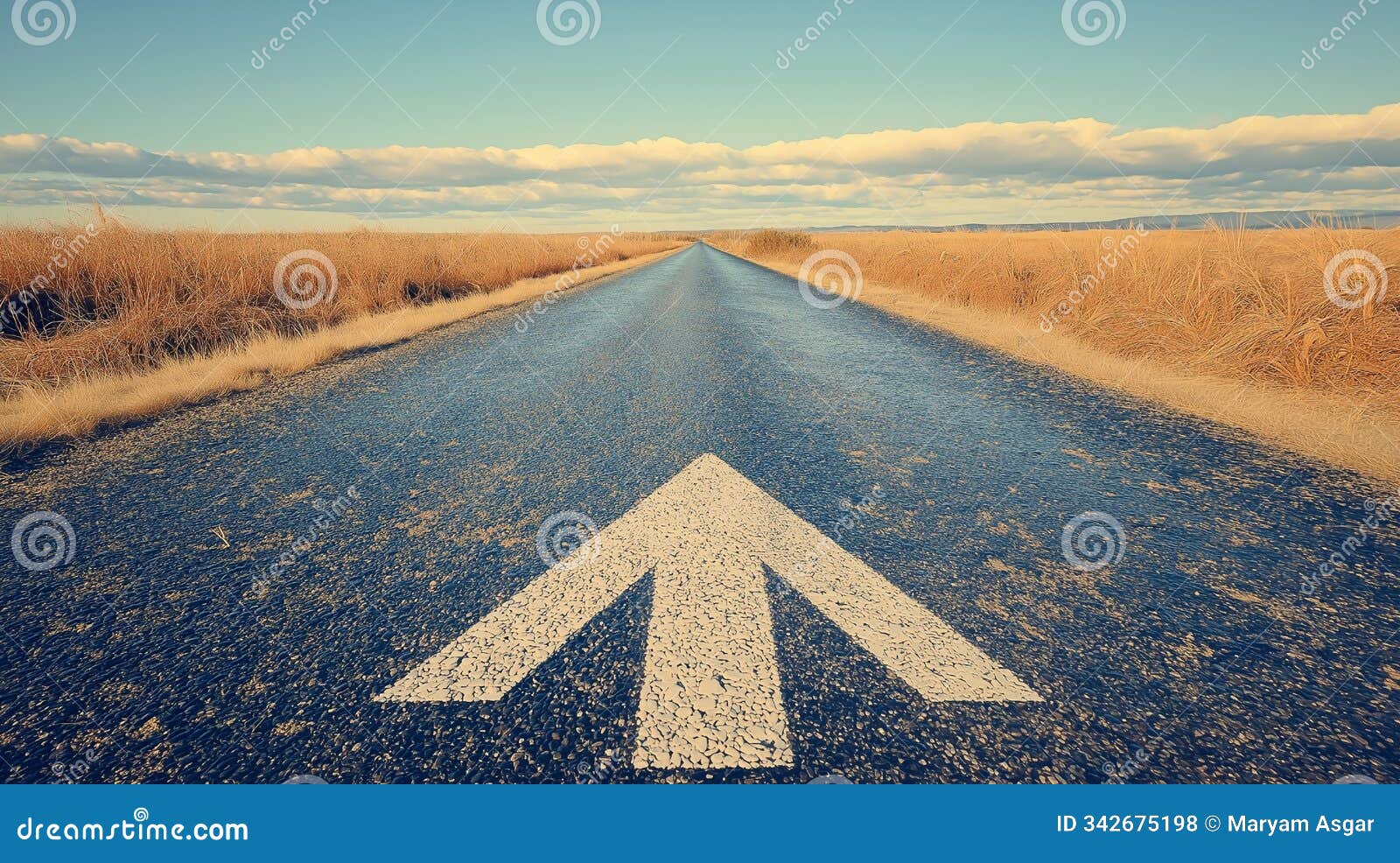 Road with Arrow Leading Forward Stock Illustration - Illustration of ...