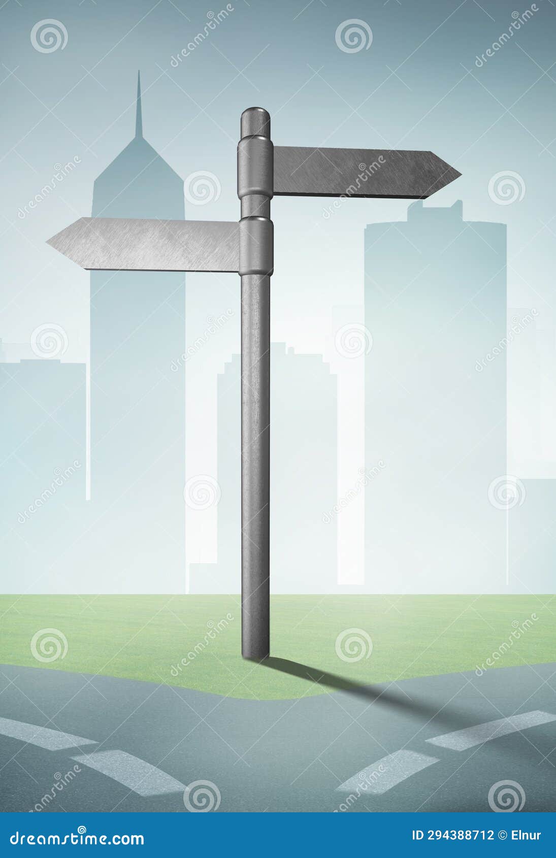 Road Arrows at Crossroads in Difficult Choice Concept - 3d Rende Stock ...