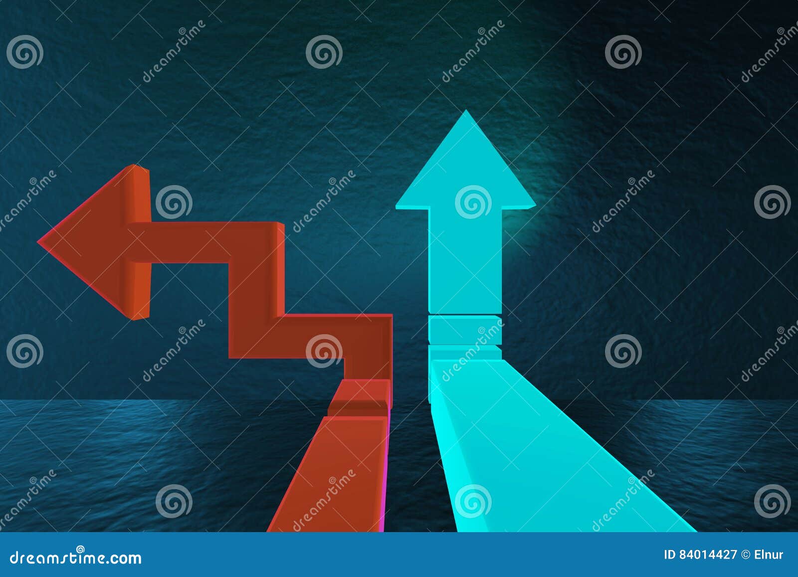 Road Arrows at Crossroads in Difficult Choice Concept - 3d Rende Stock ...