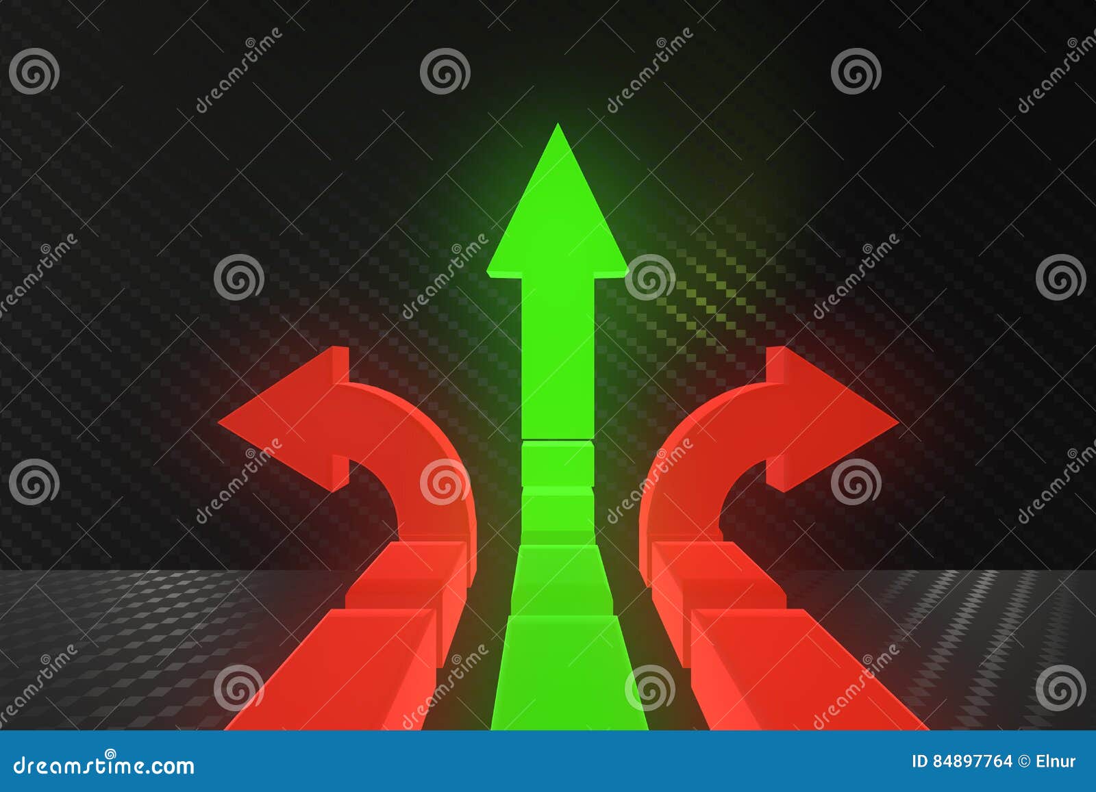 Road Arrows at Crossroads in Difficult Choice Concept - 3d Render Stock ...