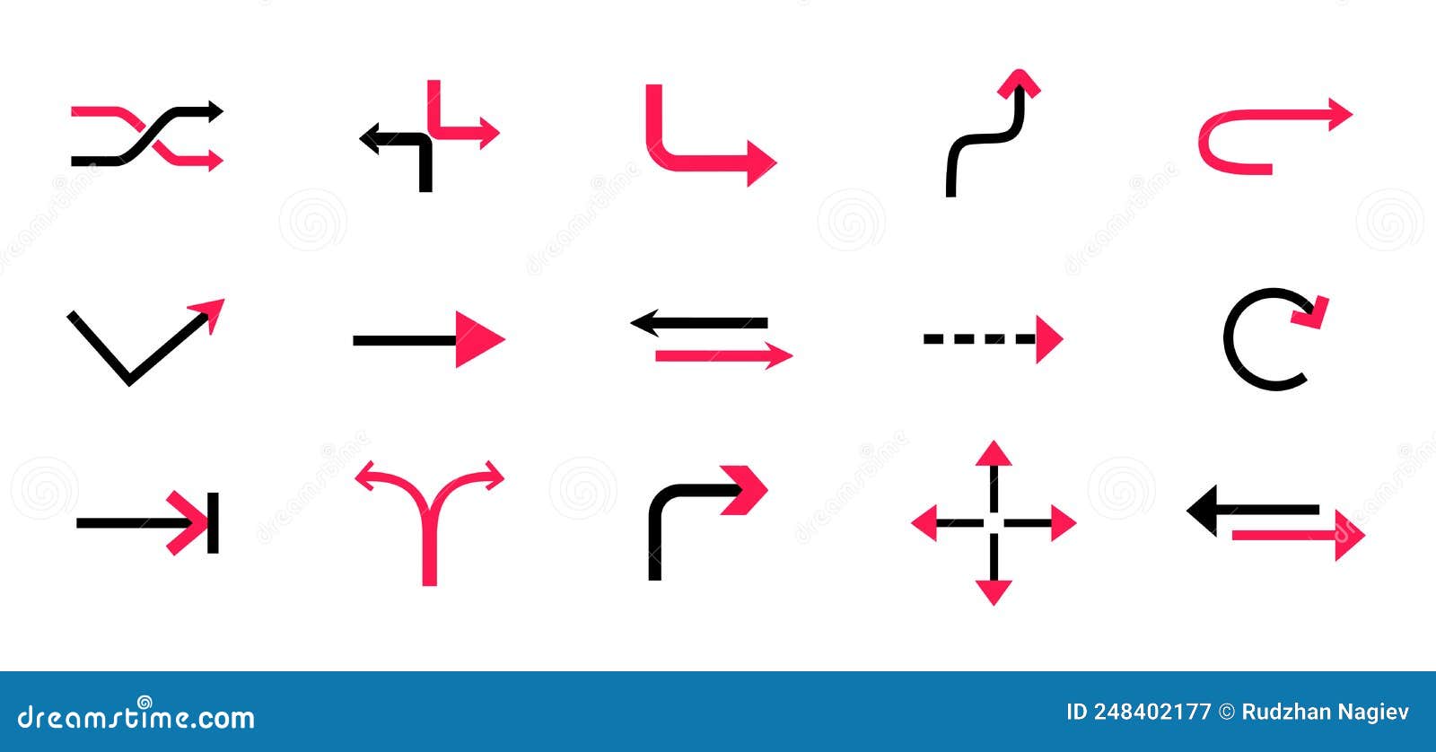 Road arrows set stock vector. Illustration of black - 248402177