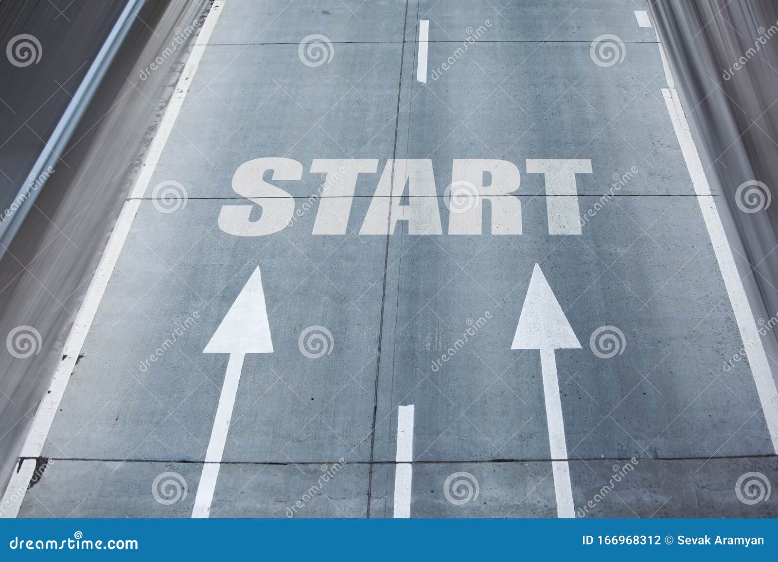Road arrows with start stock photo. Image of business - 166968312