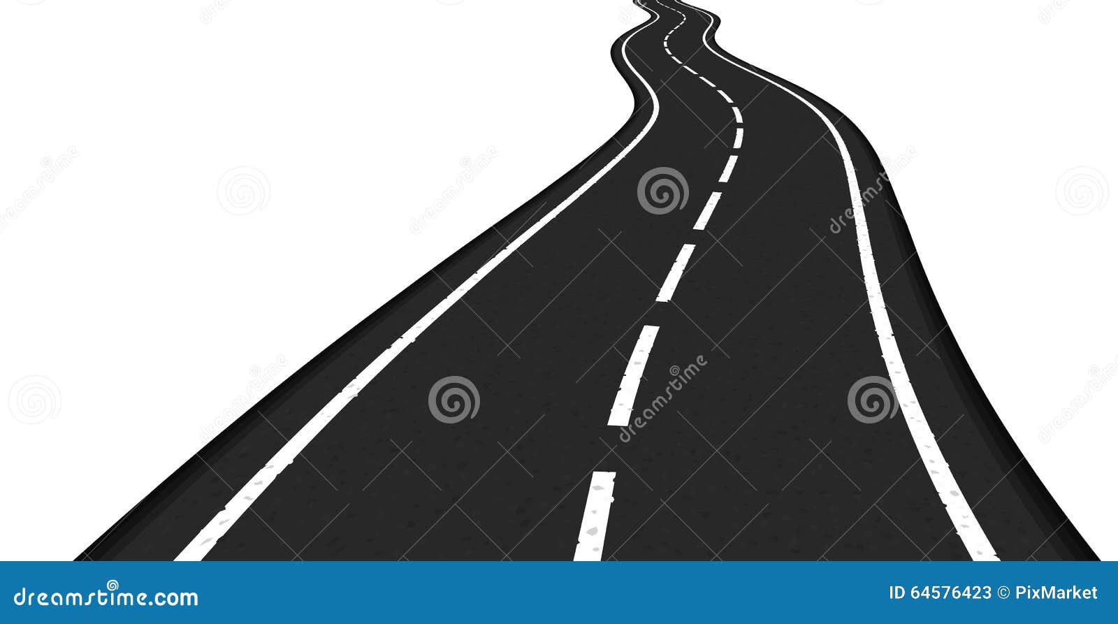 Road stock vector. Illustration of road, dashed, curve - 64576423