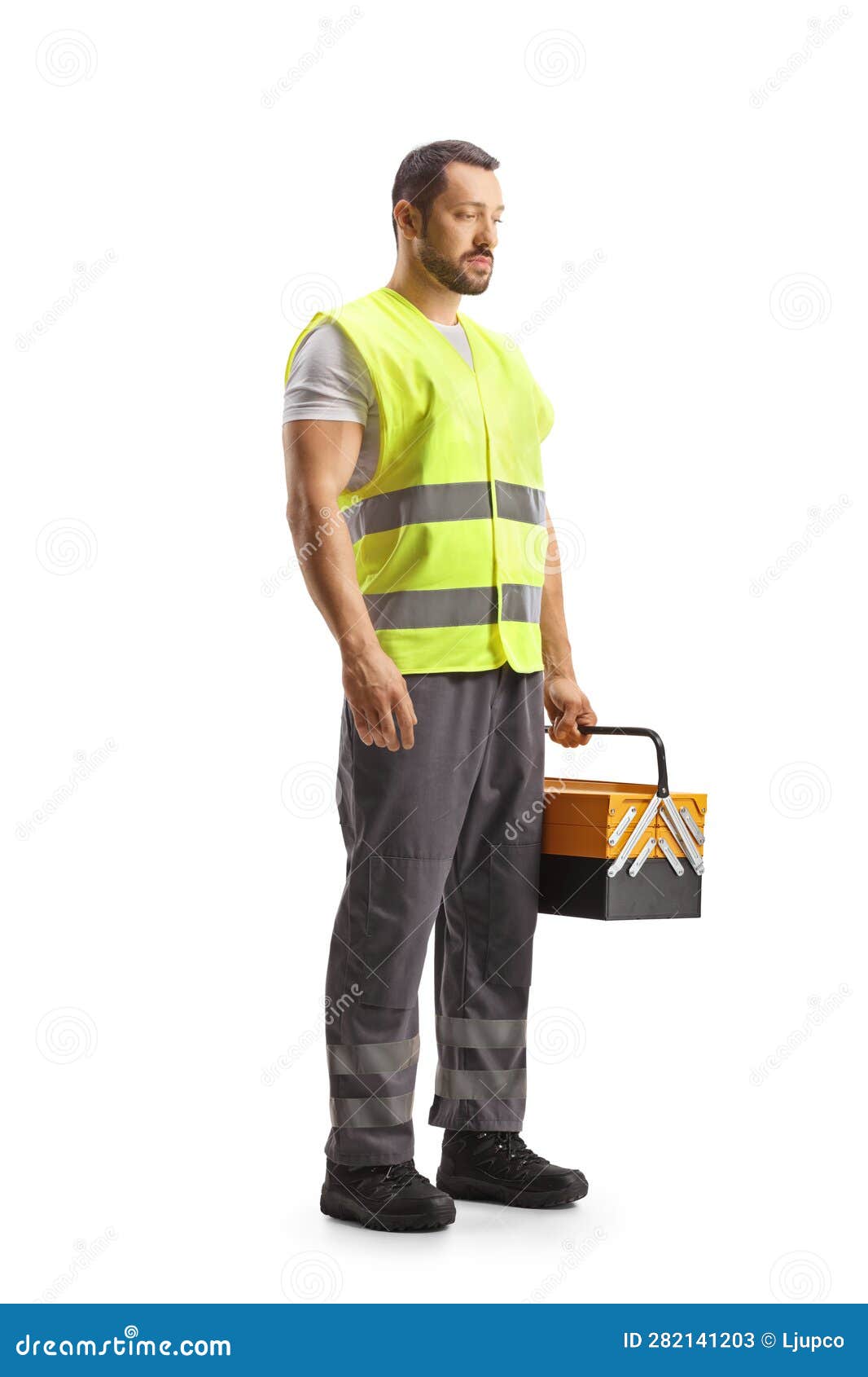 Road Assistance Mechanic Holding a Tool Box Stock Image - Image of ...