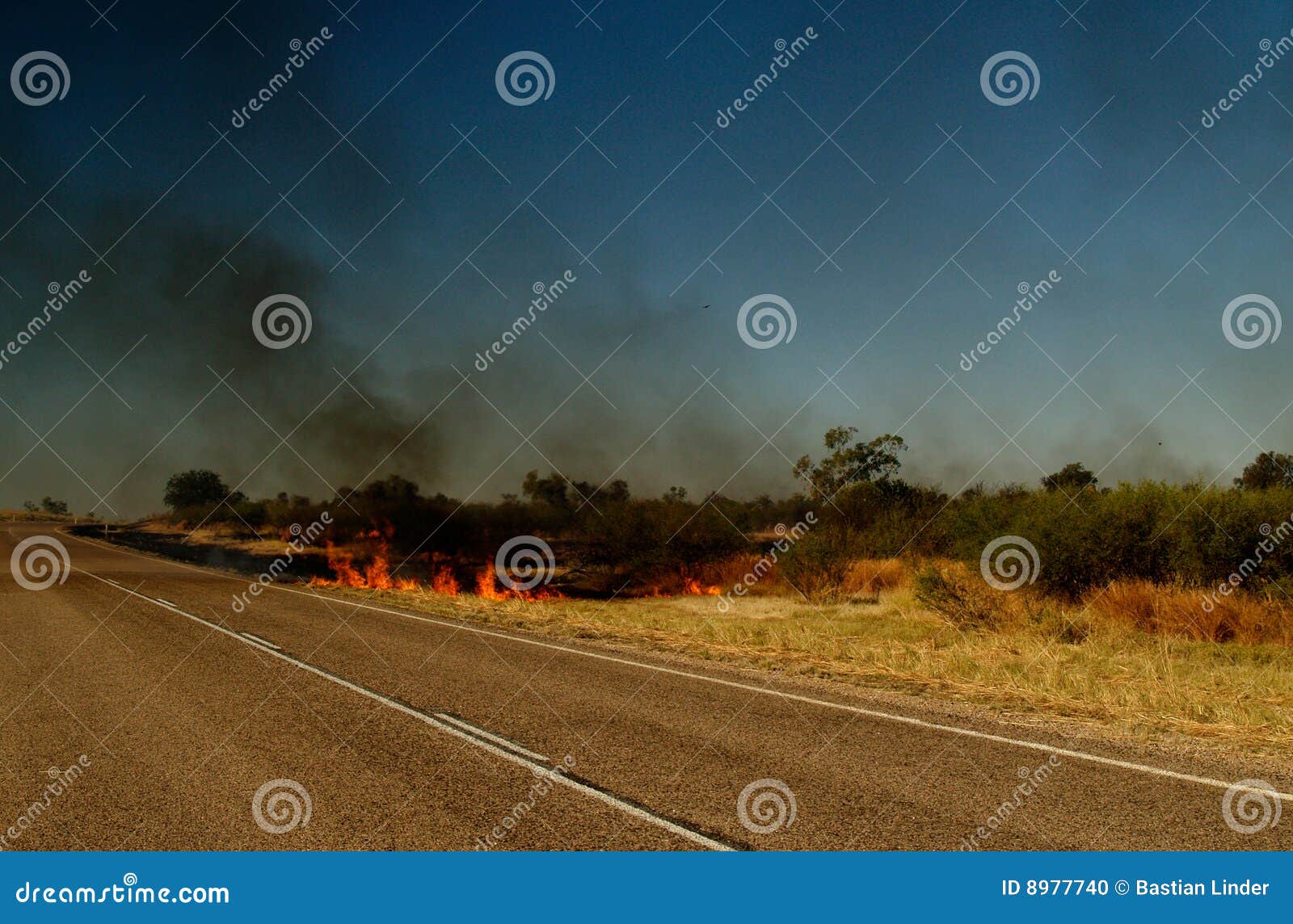 Road of Australia, Bush Fire Stock Photo - Image of travel, smoke: 8977740
