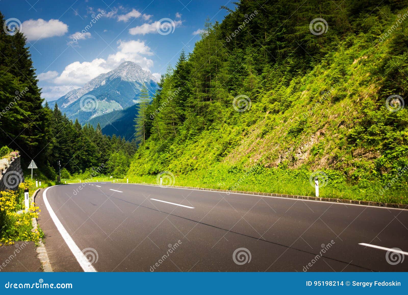 Road in Austrian Alps stock photo. Image of asphalt, sign - 95198214
