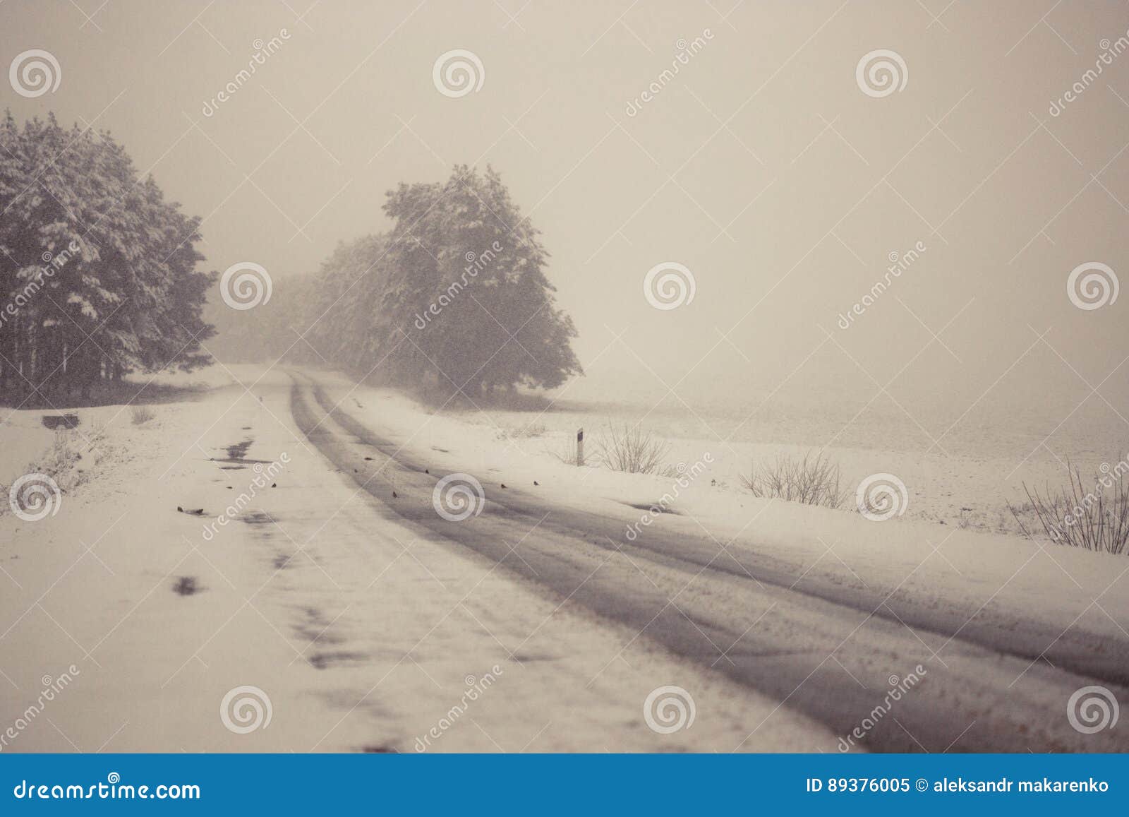 Road in Bad Weather Conditions in Winter Stock Image - Image of severe ...