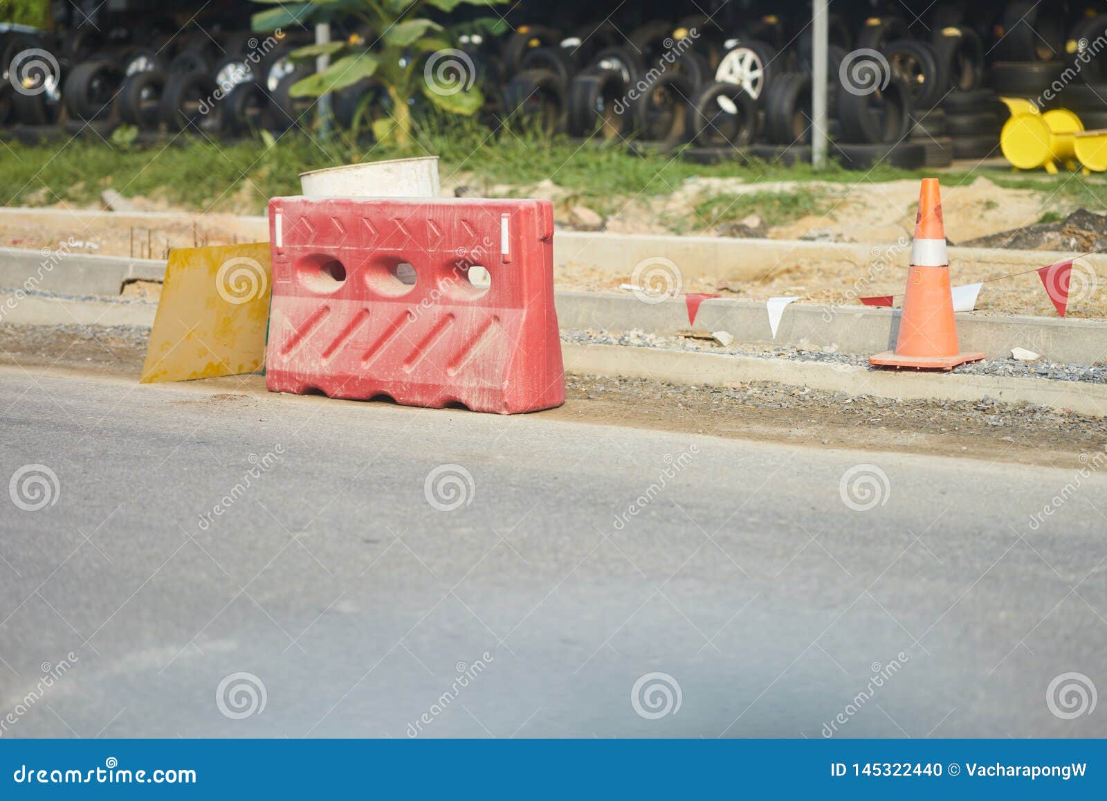 Road Barrier in Cone and Square Shape for Blocking Cars in Construction ...