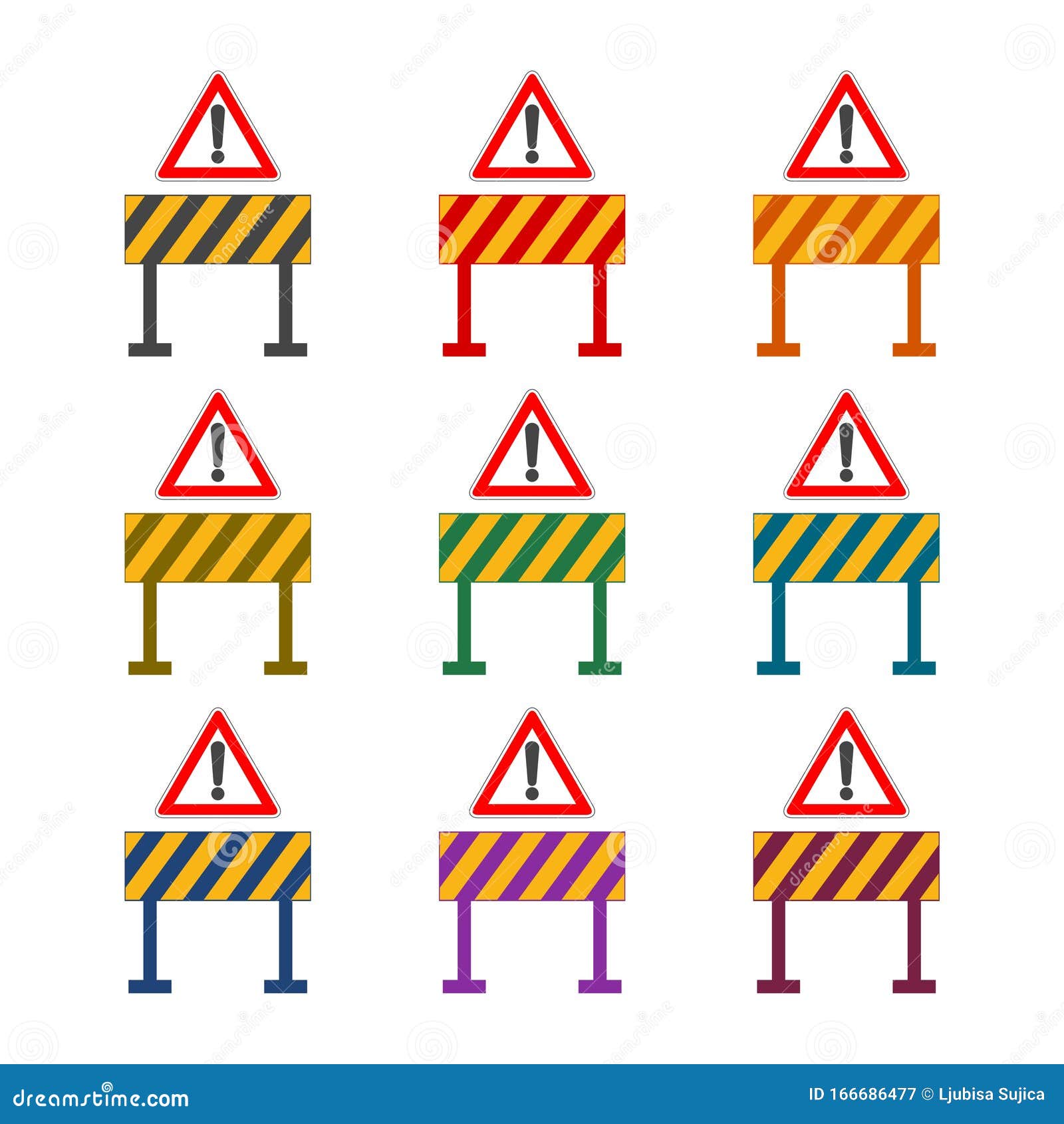 Road Barrier Element in Flat Simple Style on White Background Stock ...