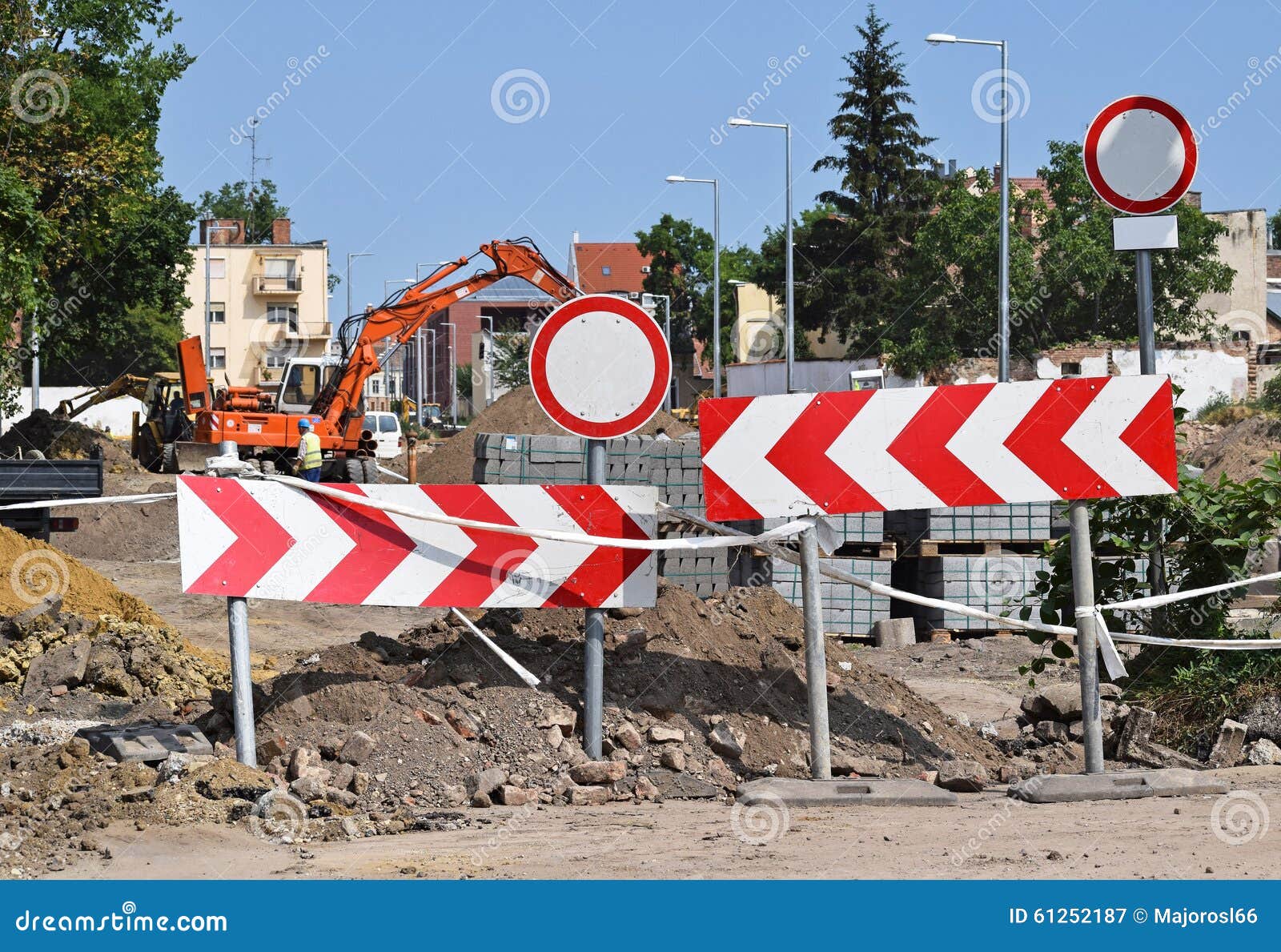 Road Barriers at the Road Construction Stock Image - Image of material ...