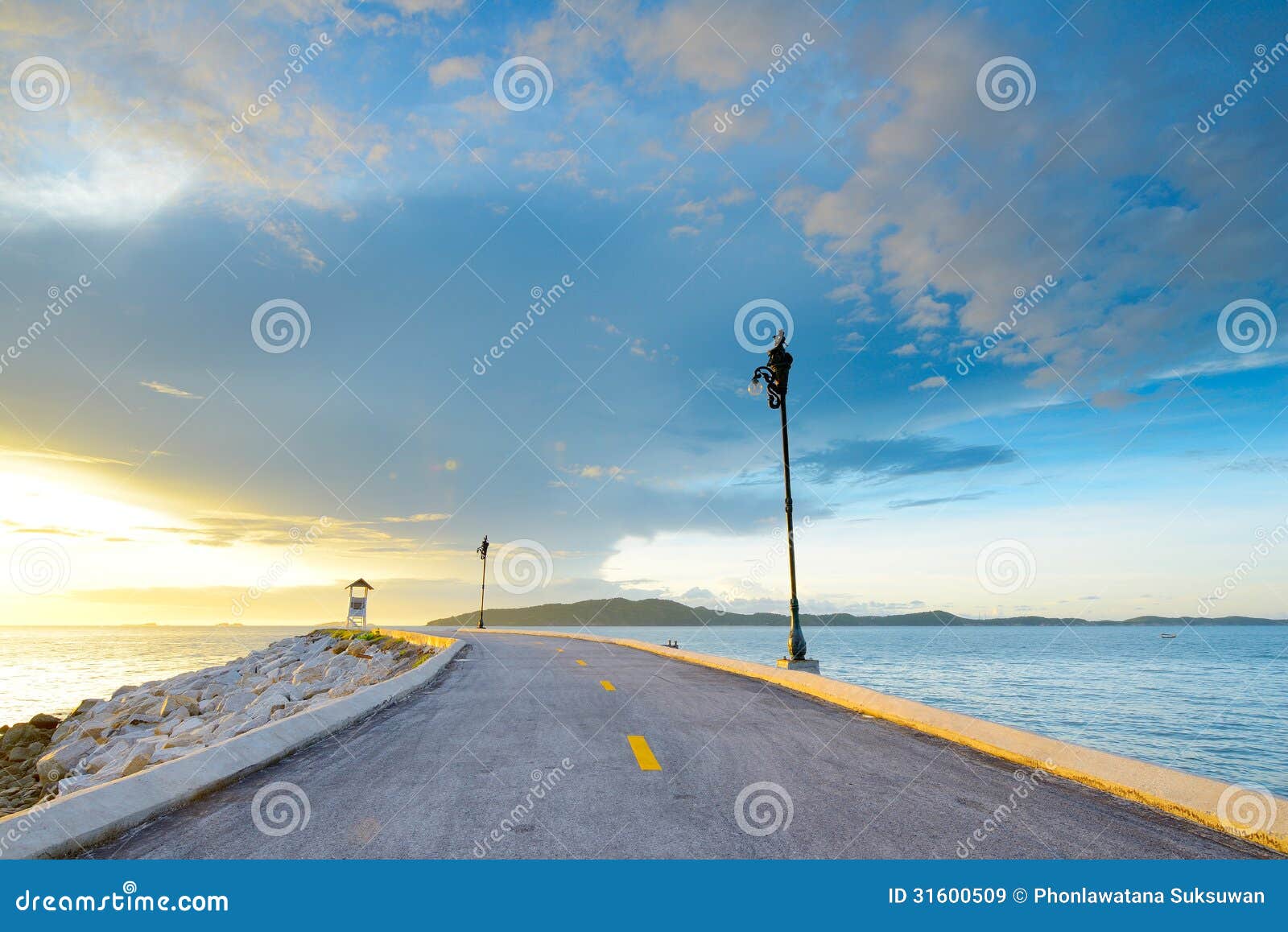 Road on the Beach in Rayong, THAILAND Stock Image - Image of light ...