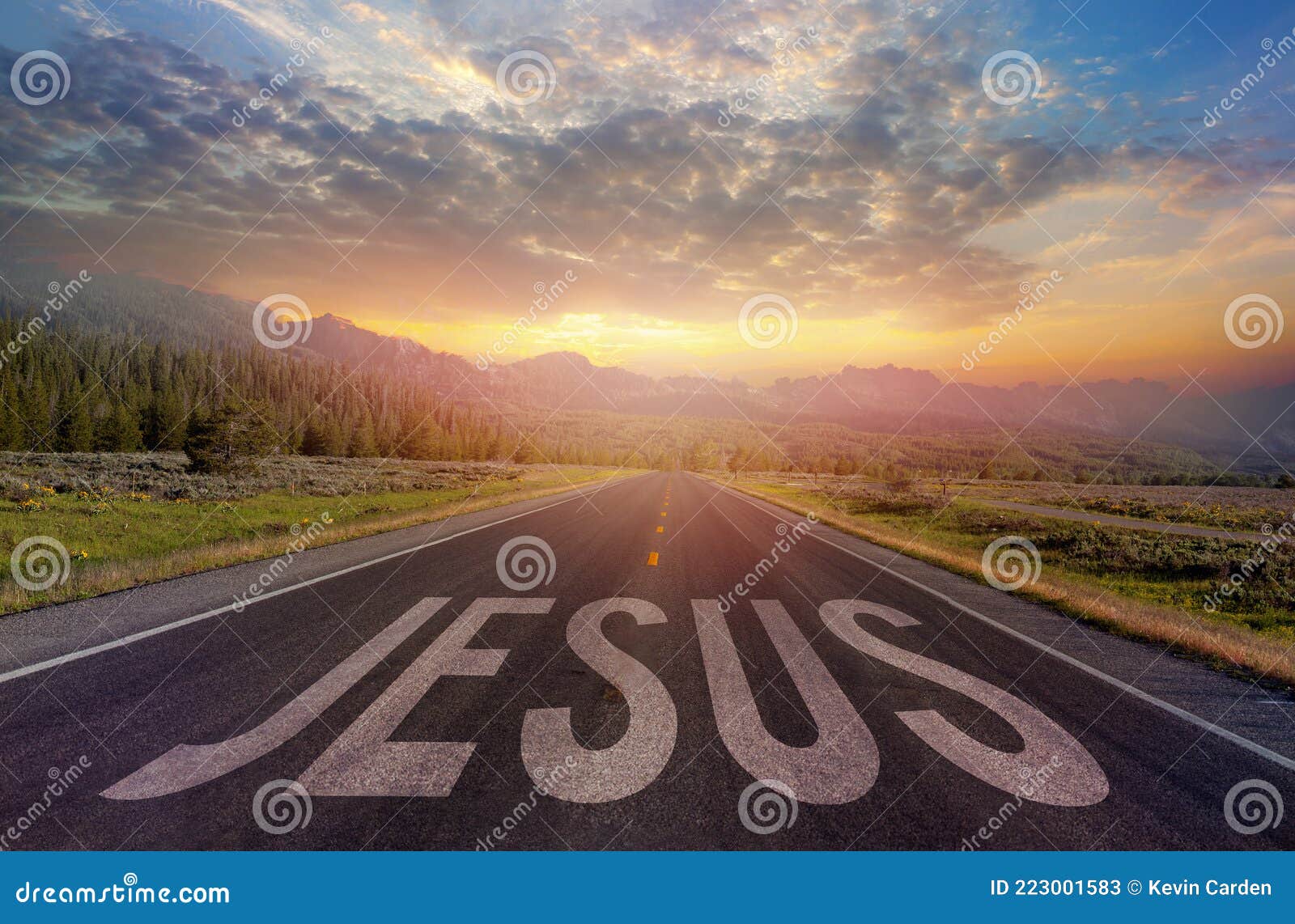 Road with Jesus sign stock image. Image of nature, love - 223001583