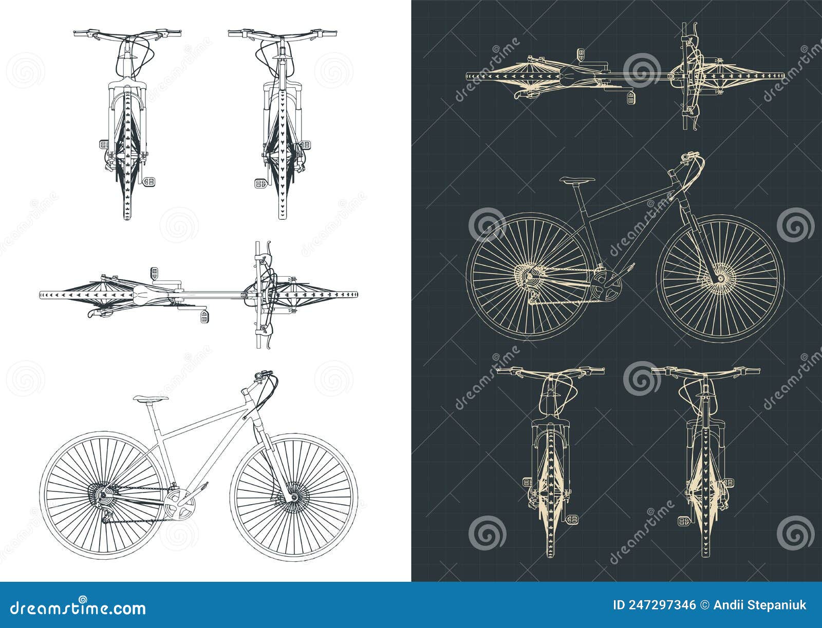 Road bike drawings stock vector. Illustration of gear - 247297346