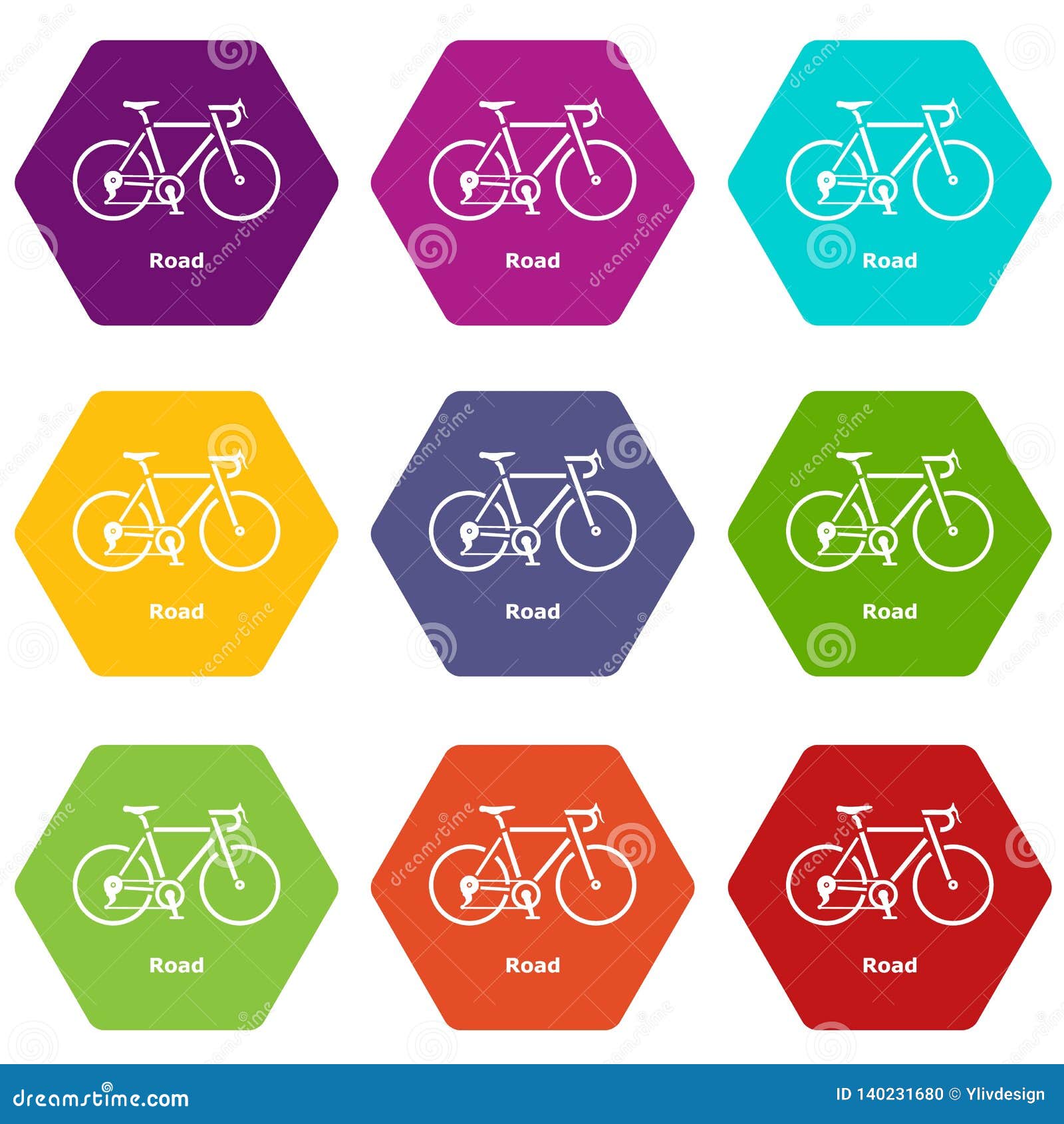 Road Bike Icons Set 9 Vector Stock Vector - Illustration of brake, road ...