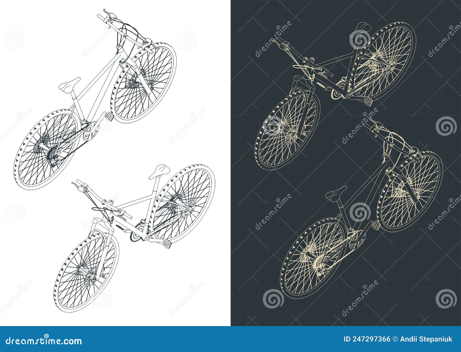 Road Bike Isometric Drawings Stock Vector - Illustration of outline ...