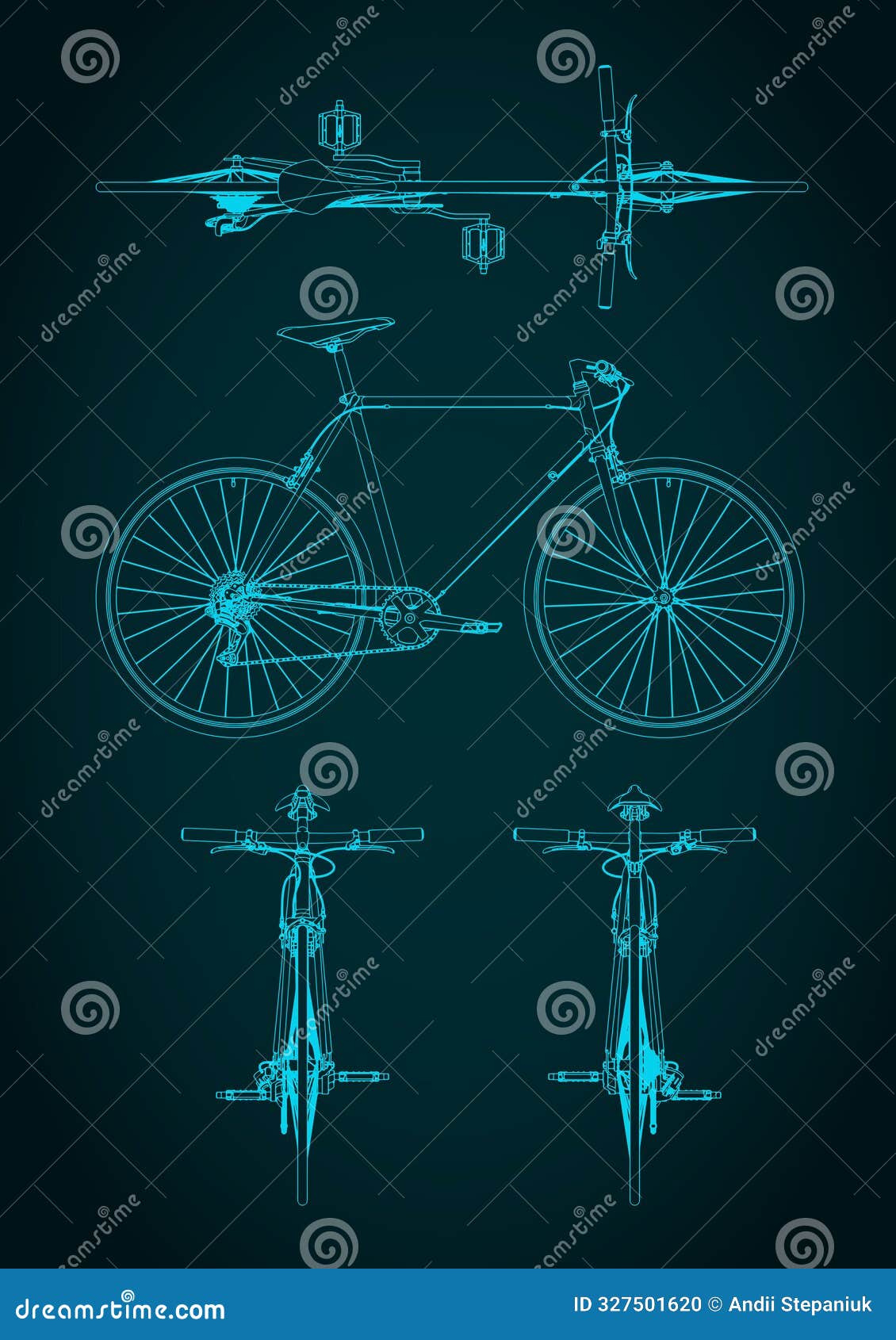 Road Bike Technical Drawings Stock Vector - Illustration of lifestyle ...