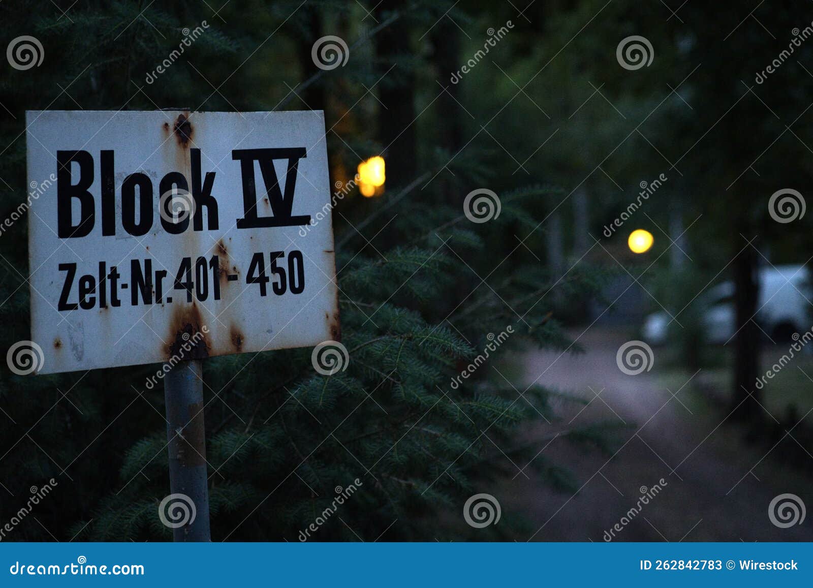 Road Block Sign in the Forest Stock Image - Image of abstract, city ...