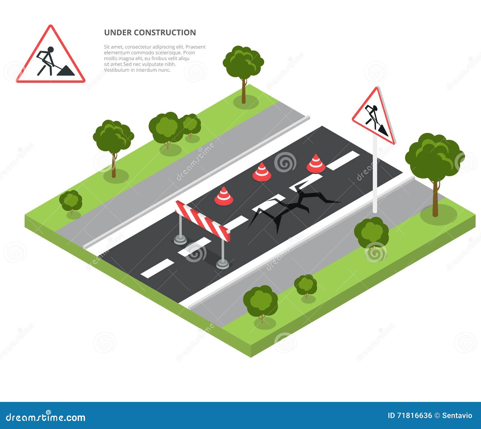Road Block Under Construction. Road Sign, Triangle Stock Vector ...