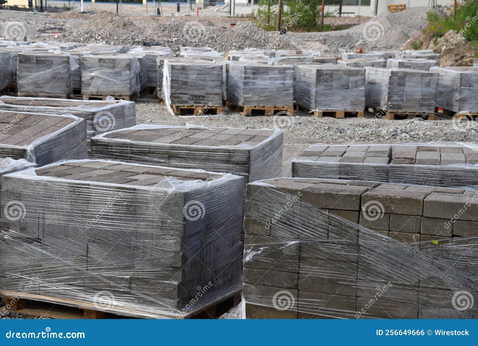 Road Bricks Wrapped in Plastic at the Construction Site Stock Photo ...