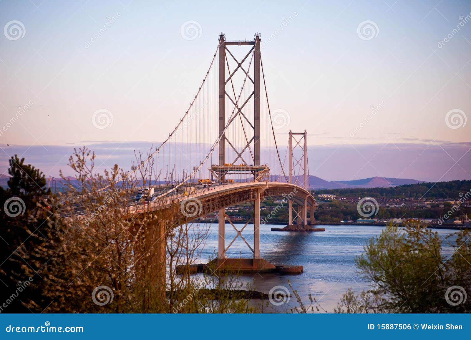 Road Bridge Across the Firth of Forth Stock Photo - Image of suspension ...