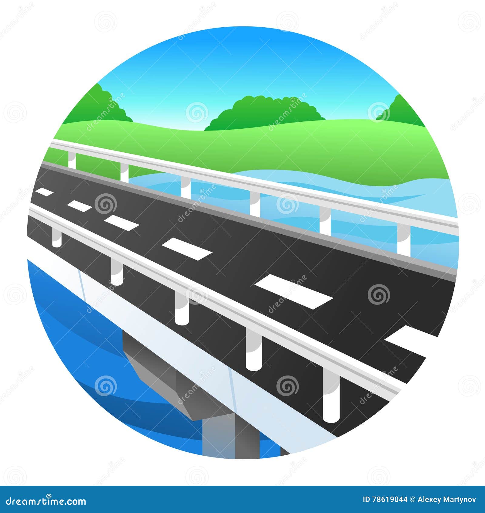 Road bridge stock illustration. Illustration of river - 78619044