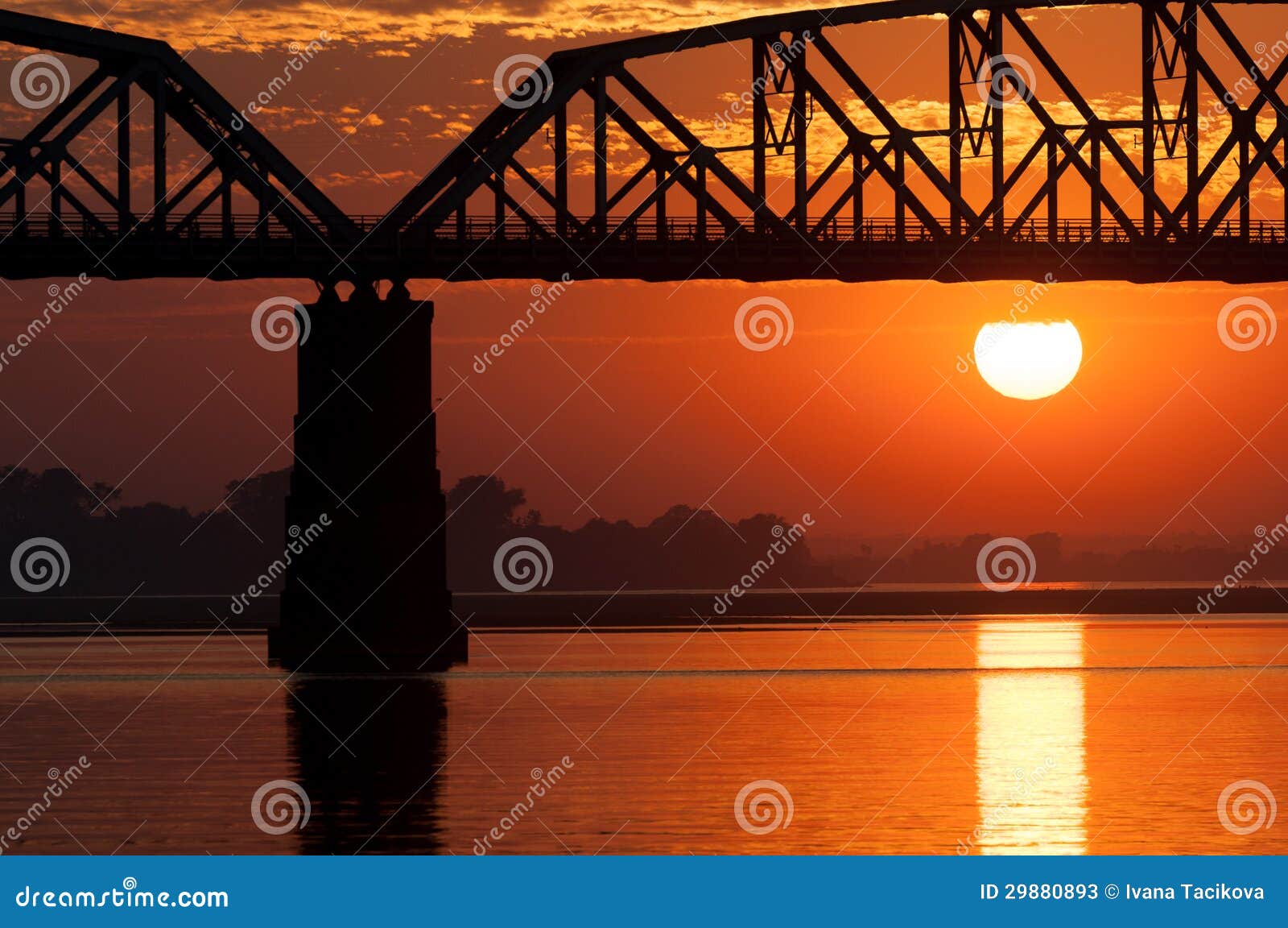 Sunset on the Irrawaddy River, Myanmar Stock Image - Image of metal ...