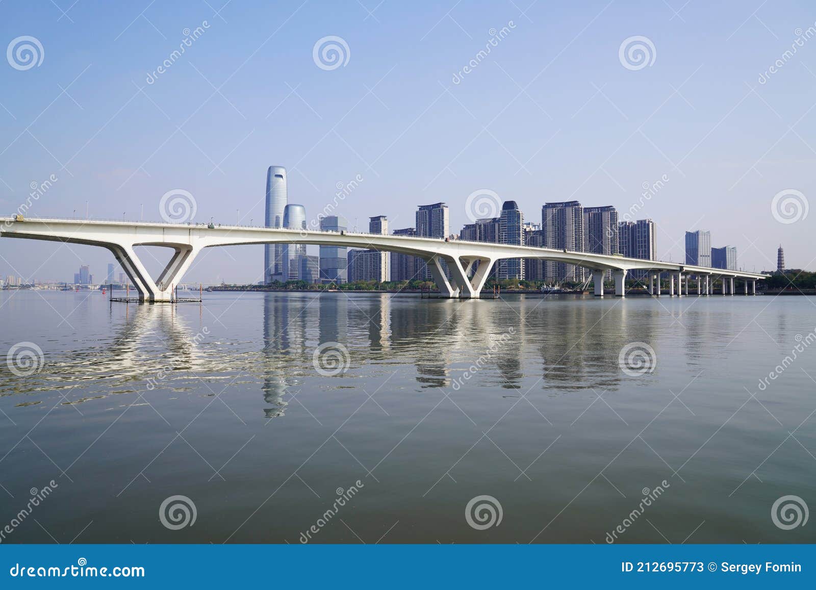 Road Bridge Over the River in the City Stock Image - Image of road ...