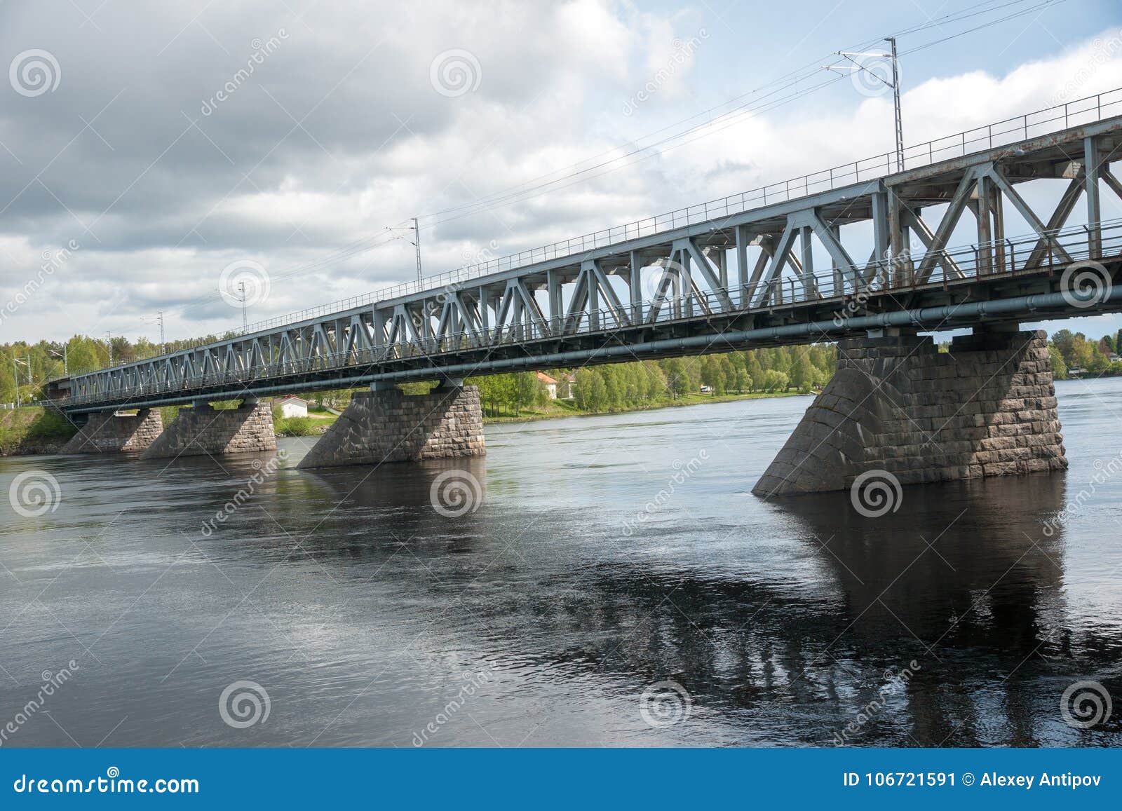 Road Bridge Over River in Rovaniemi, Finland Stock Image - Image of ...