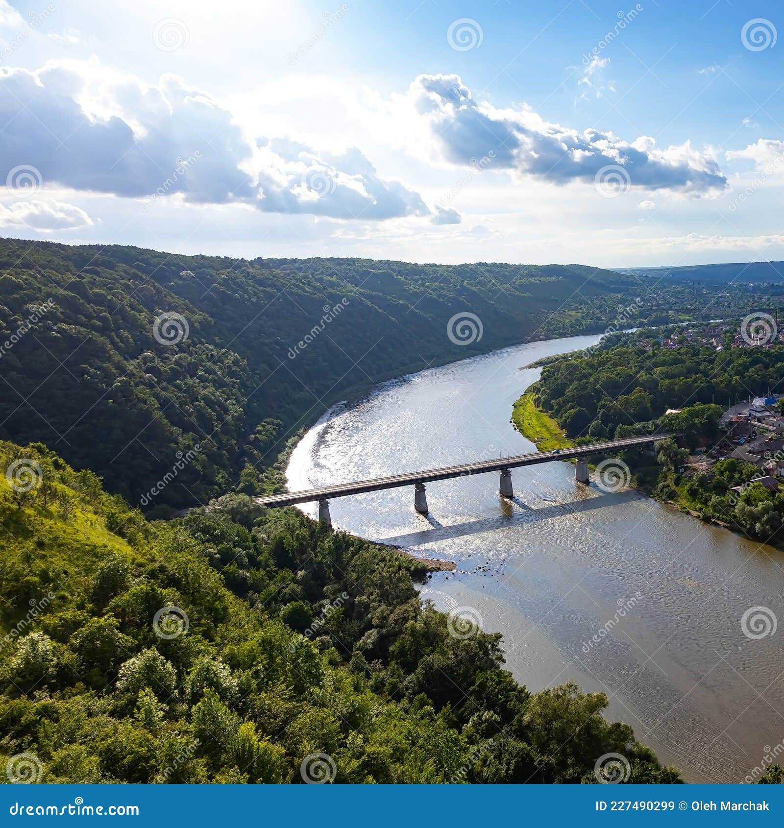 Road Bridge Over the River Top View Water Stock Image - Image of ...