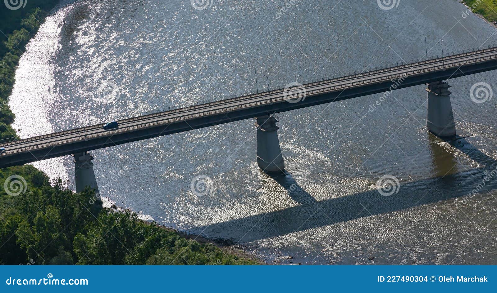 Road Bridge Over the River Top View Water Stock Photo - Image of ...