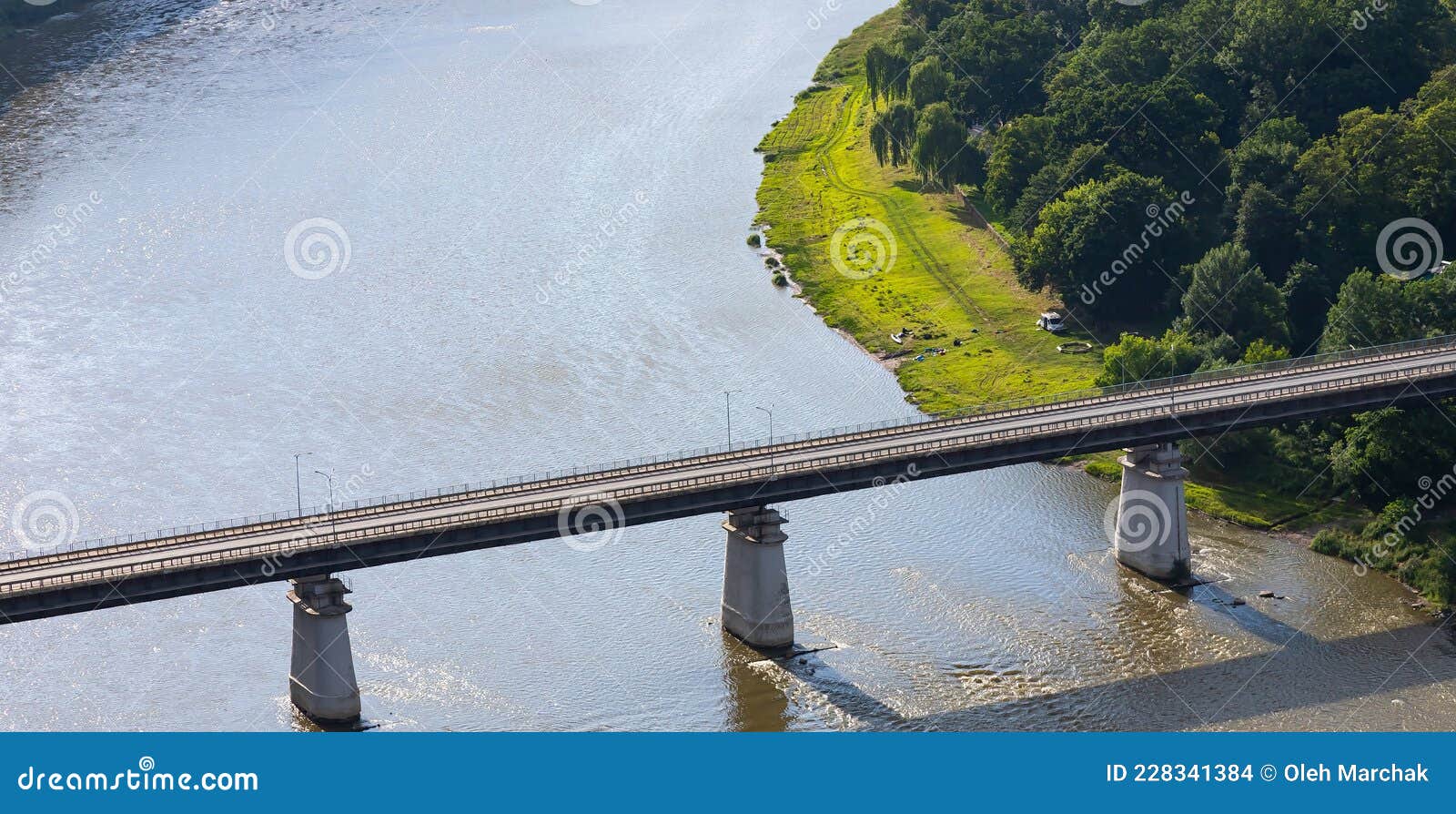 Road Bridge Over the River Top View Water Stock Photo - Image of ...