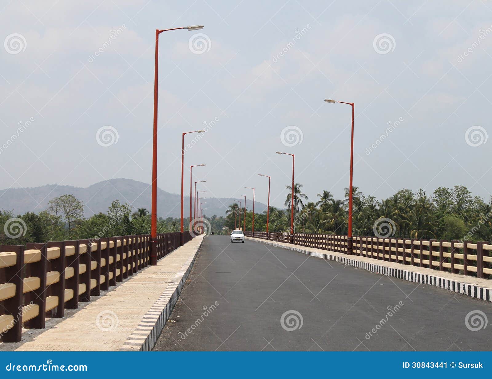Road Bridge with Steet Lights Stock Image - Image of street, orange ...