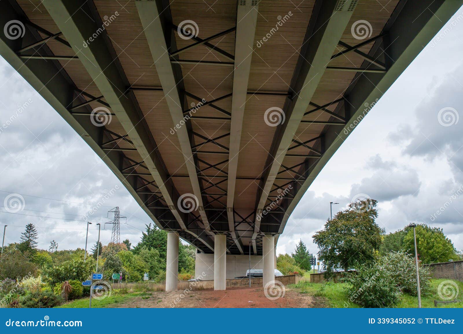 A Road Bridge with Supporting Structures and Metal Beams. Civil ...