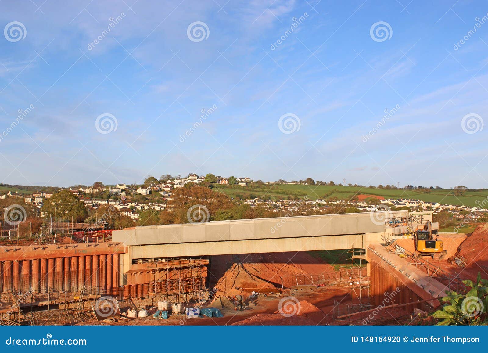 Road Bridge Under Construction Stock Photo - Image of support, line ...