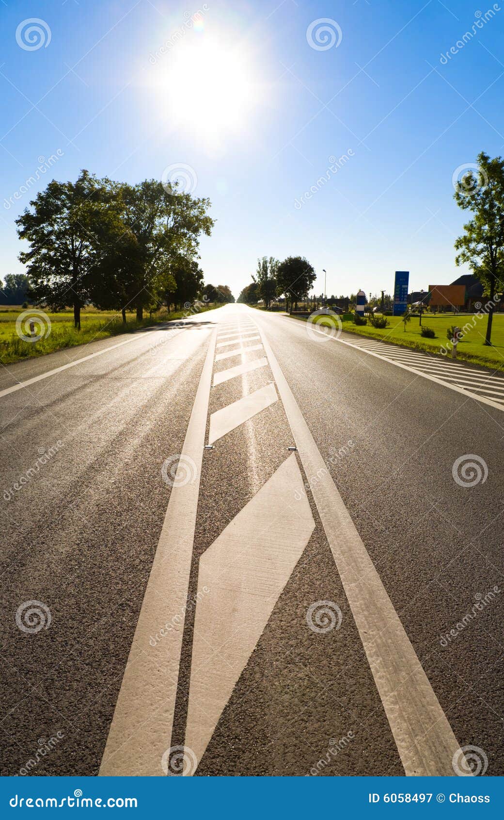 Road with bright sun stock image. Image of highway, point - 6058497