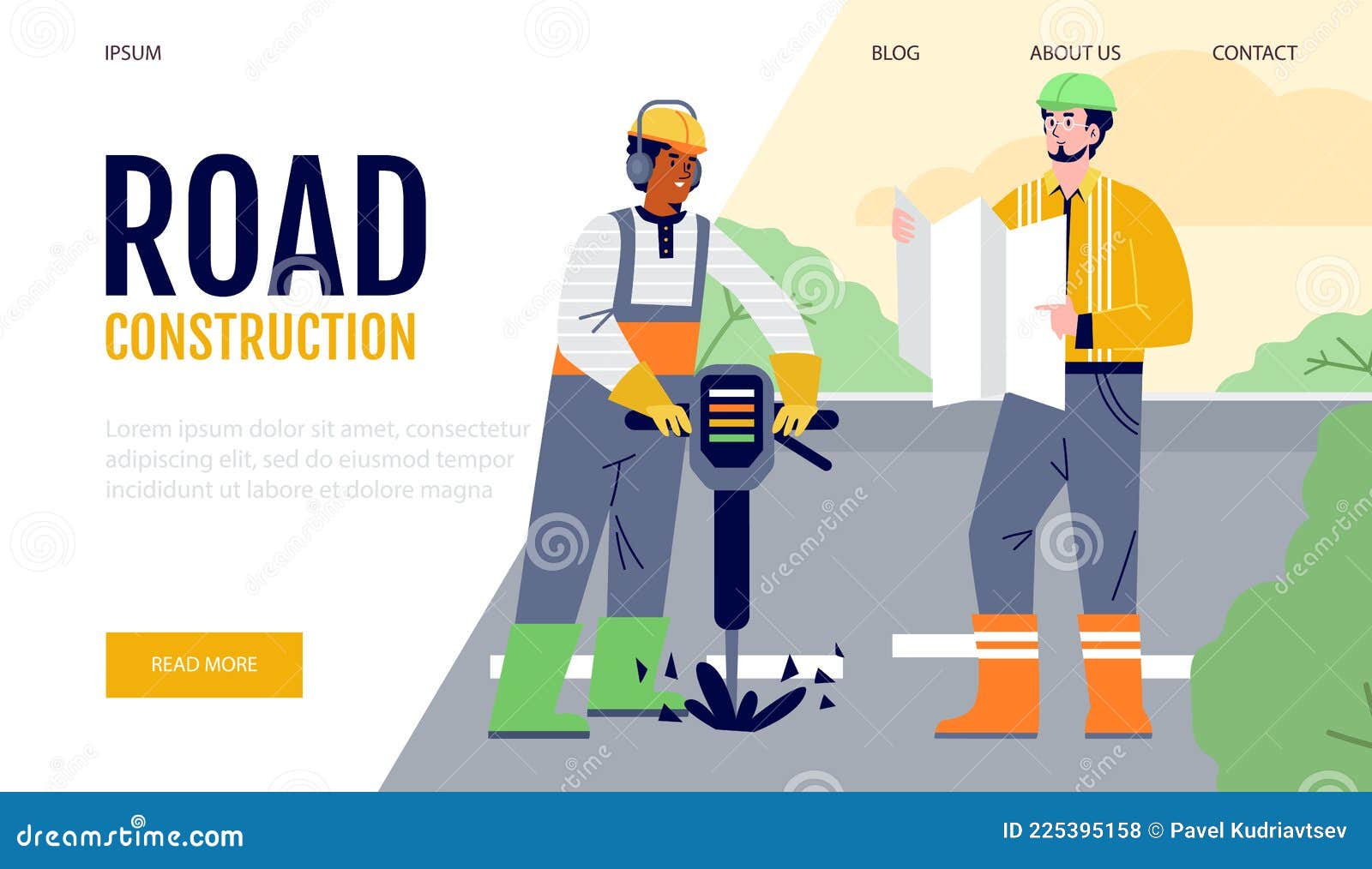 Road Builder, Engineer Designs, Repairs Road Surface. Stock ...
